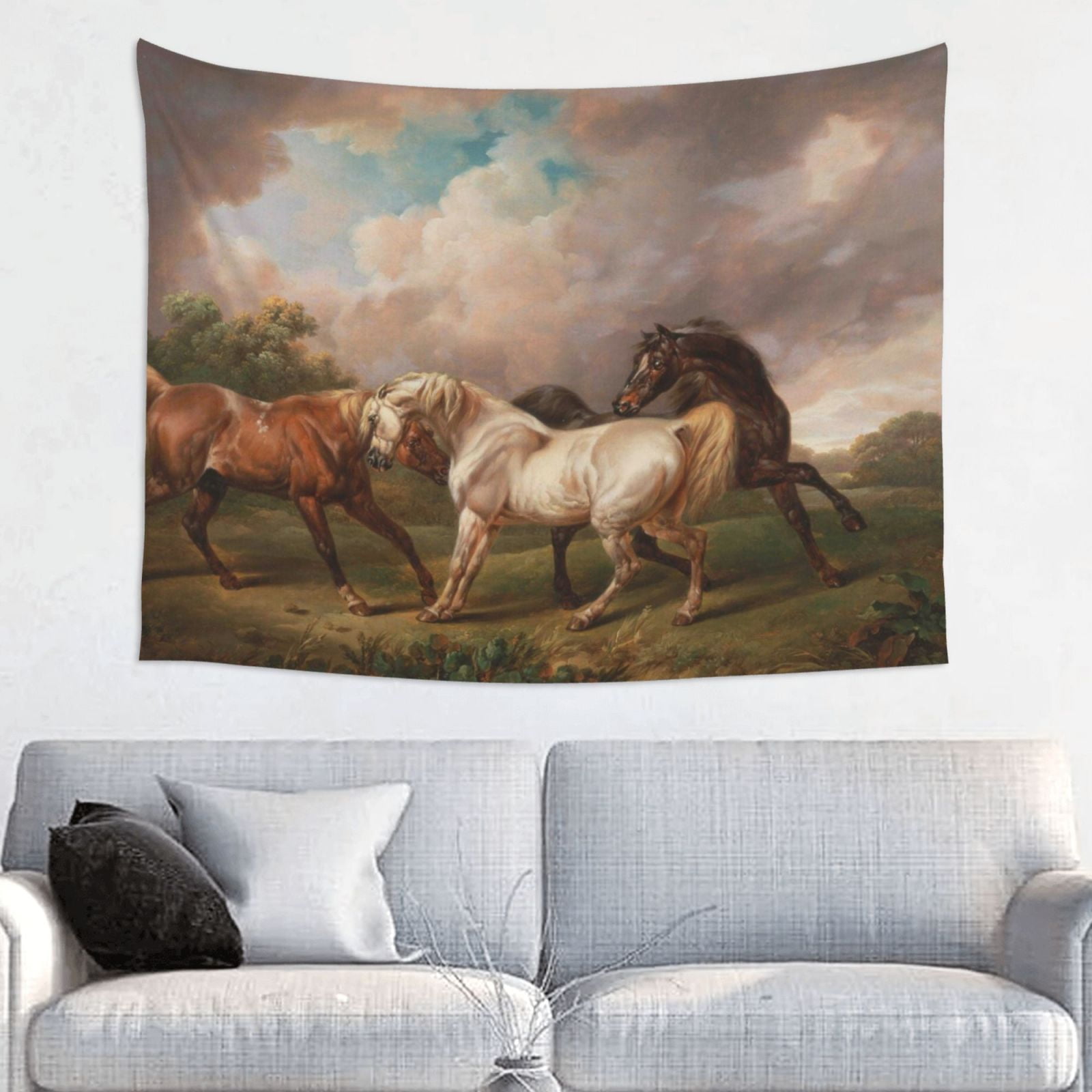 Bingfone Three Horses Oil Painting Tapestry Wall Hanging Decor For ...