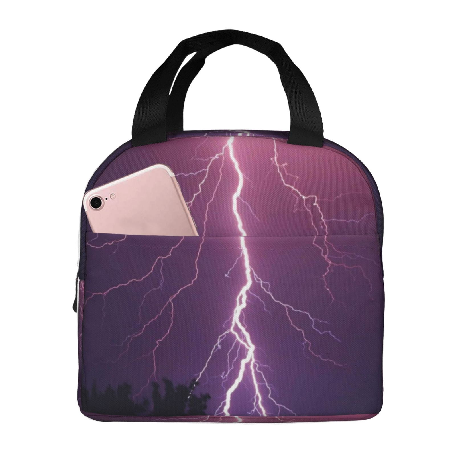 Bingfone Thunderstorm Violet Purple Print Lunch Bag Insulated Lunch Box ...