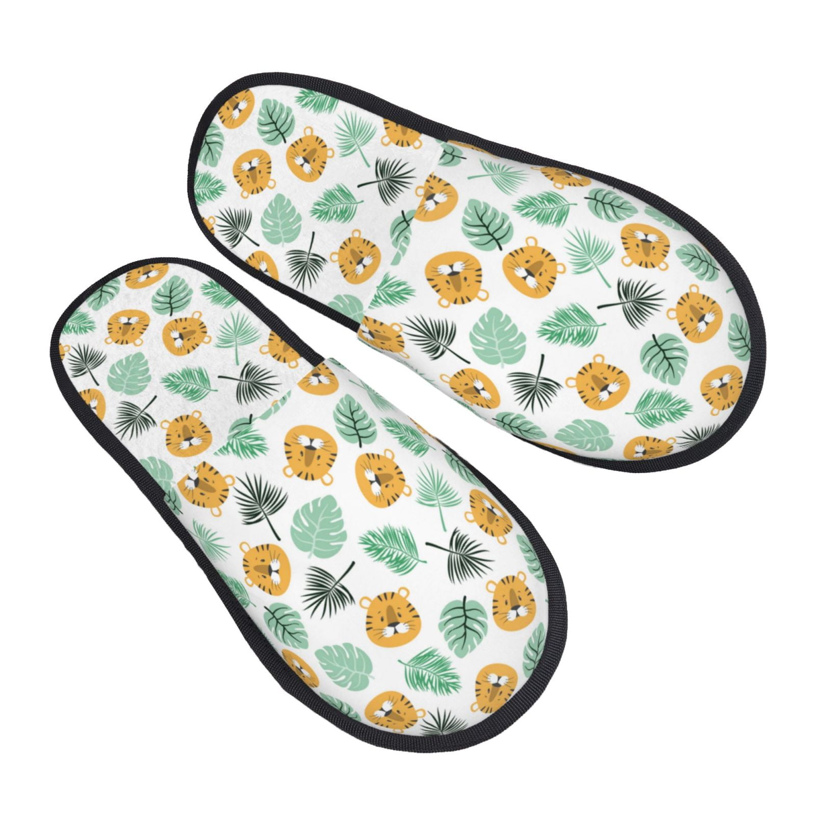 Bingfone Tiger Leaves House Slippers for Women Men with Soft Rubber ...