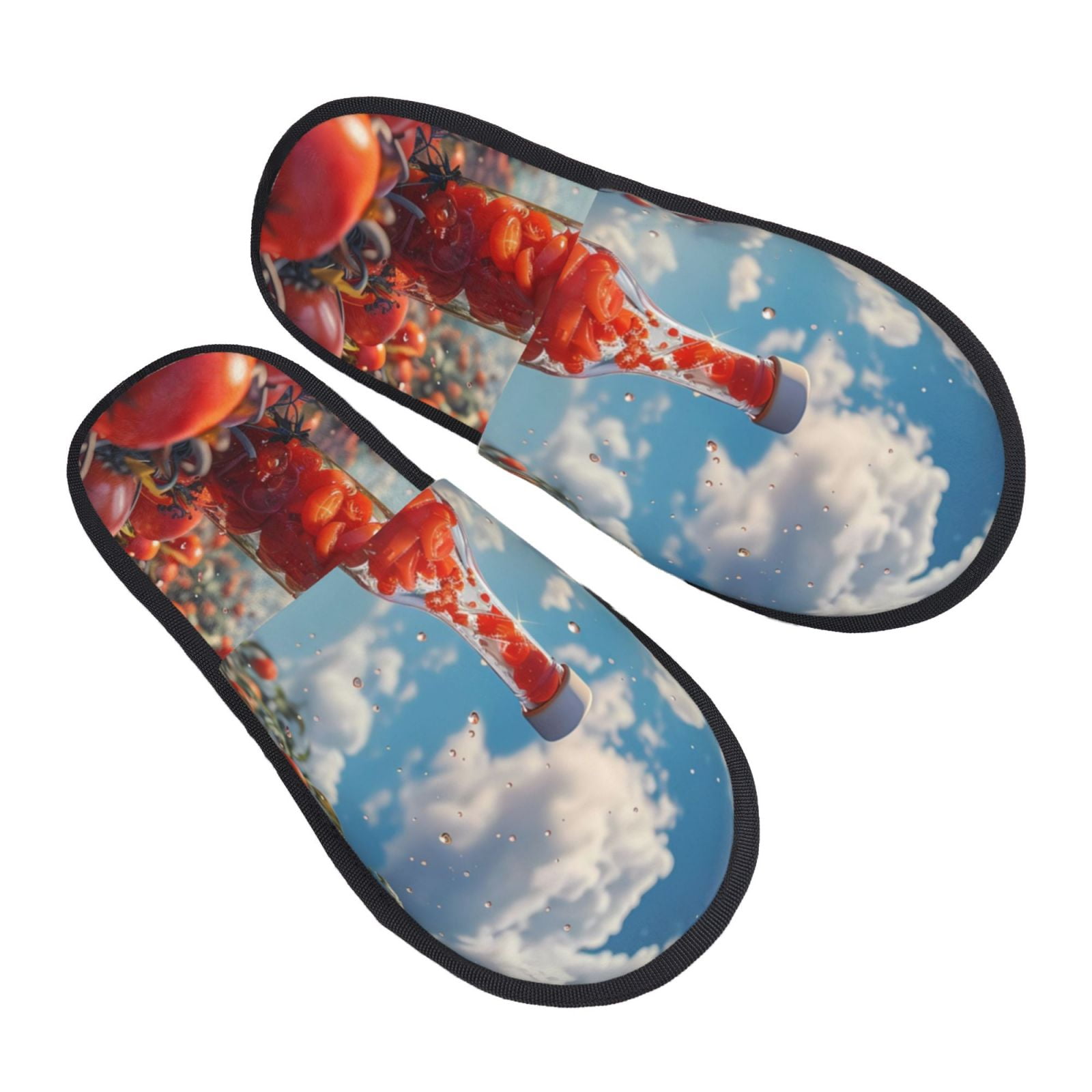 Bingfone Tomato Field Bottle House Slippers for Women Men with Soft ...