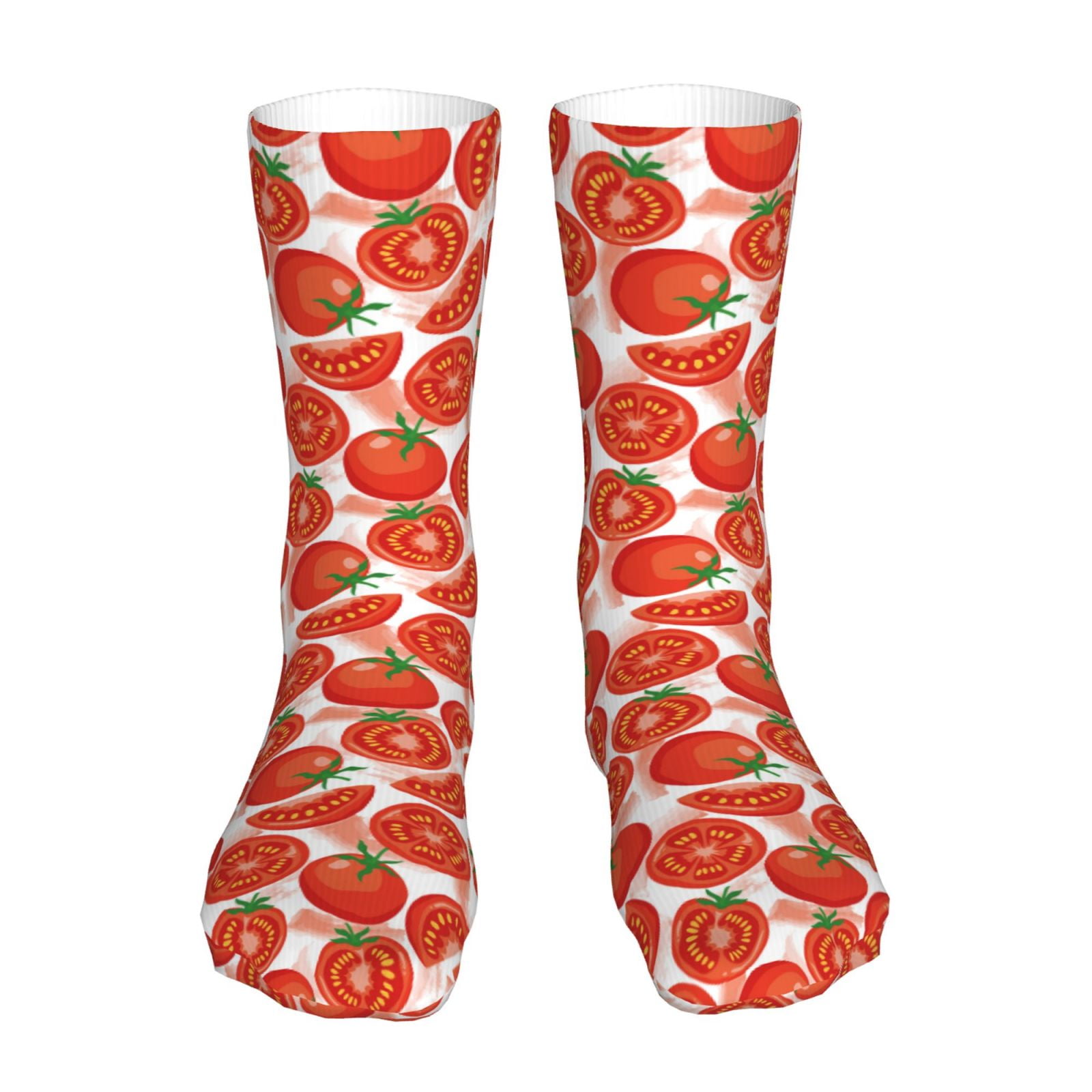 Bingfone Tomatoes Prirnt Women's Men's Fun Pattern and Solid Crew Socks ...