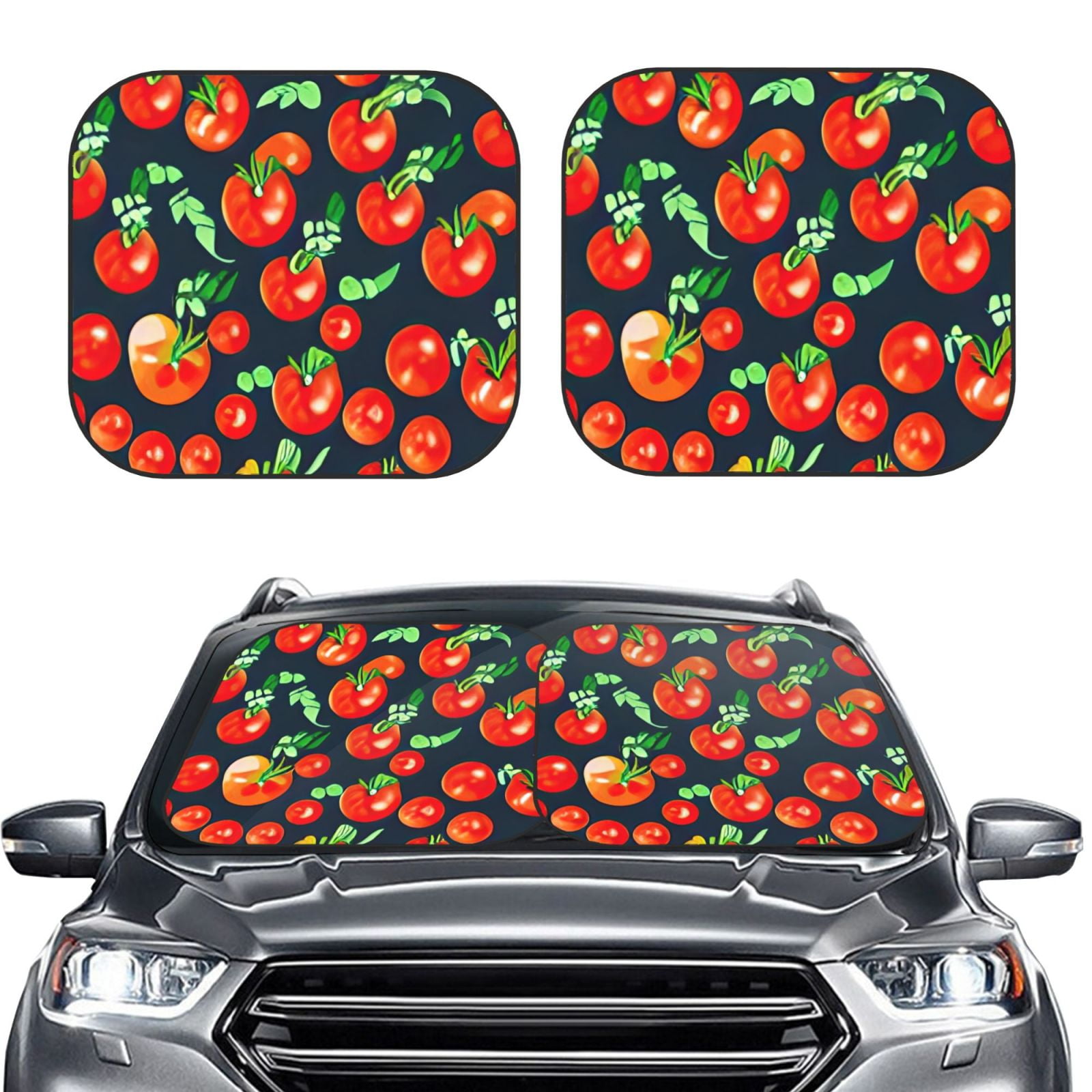 Bingfone Tomatoes Windshield Sun Shade 2-Piece Foldable Car Front ...