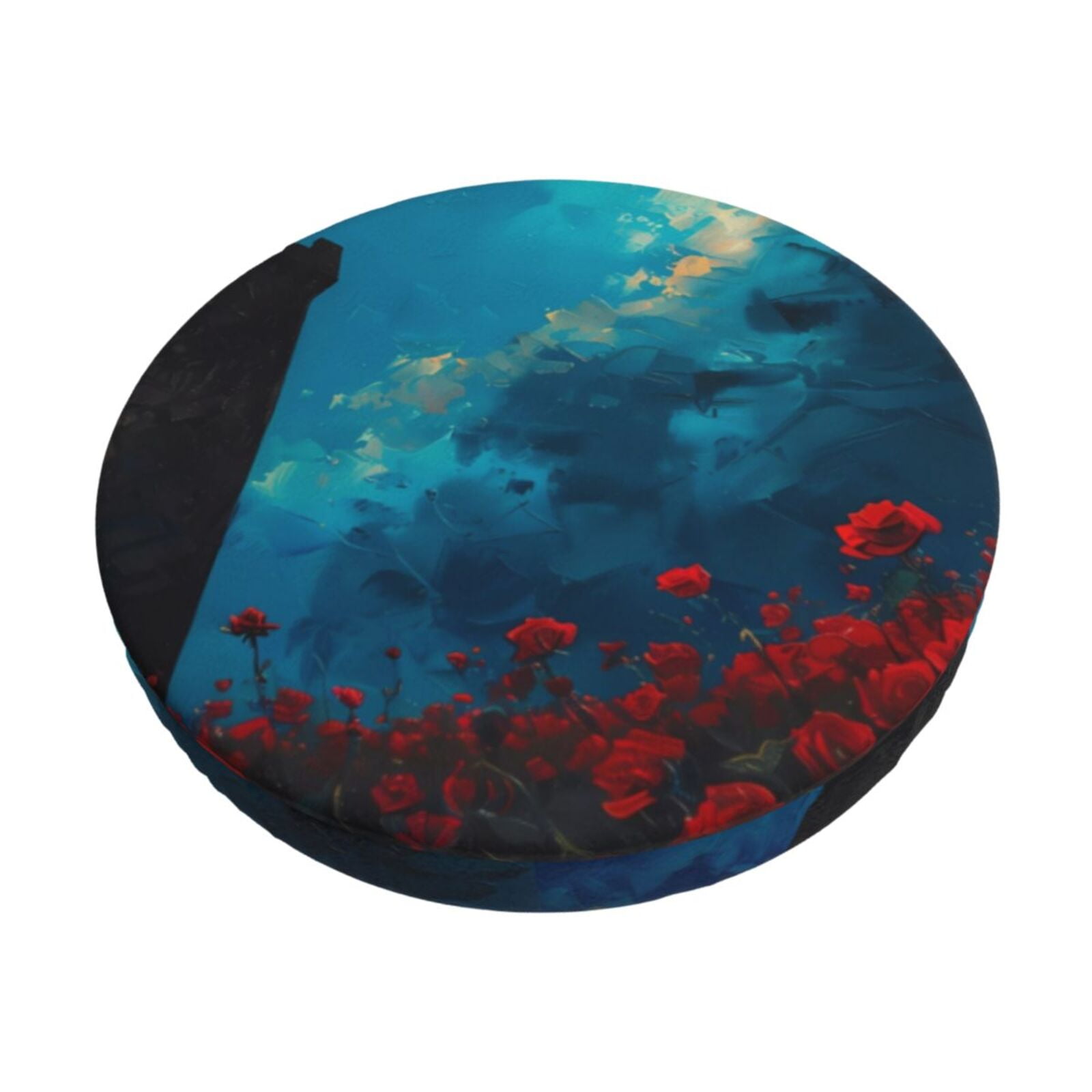 Bingfone Tower And Red Roses Padded Round Bar Stool Cover Cushion with ...