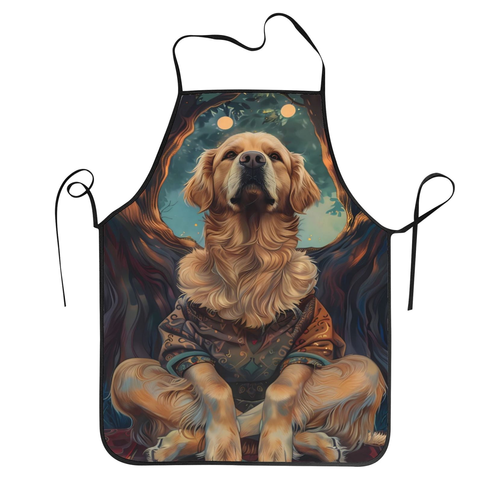 Bingfone Tree Meditating Golden Retriever for Tie-up Apron, Unisex ...