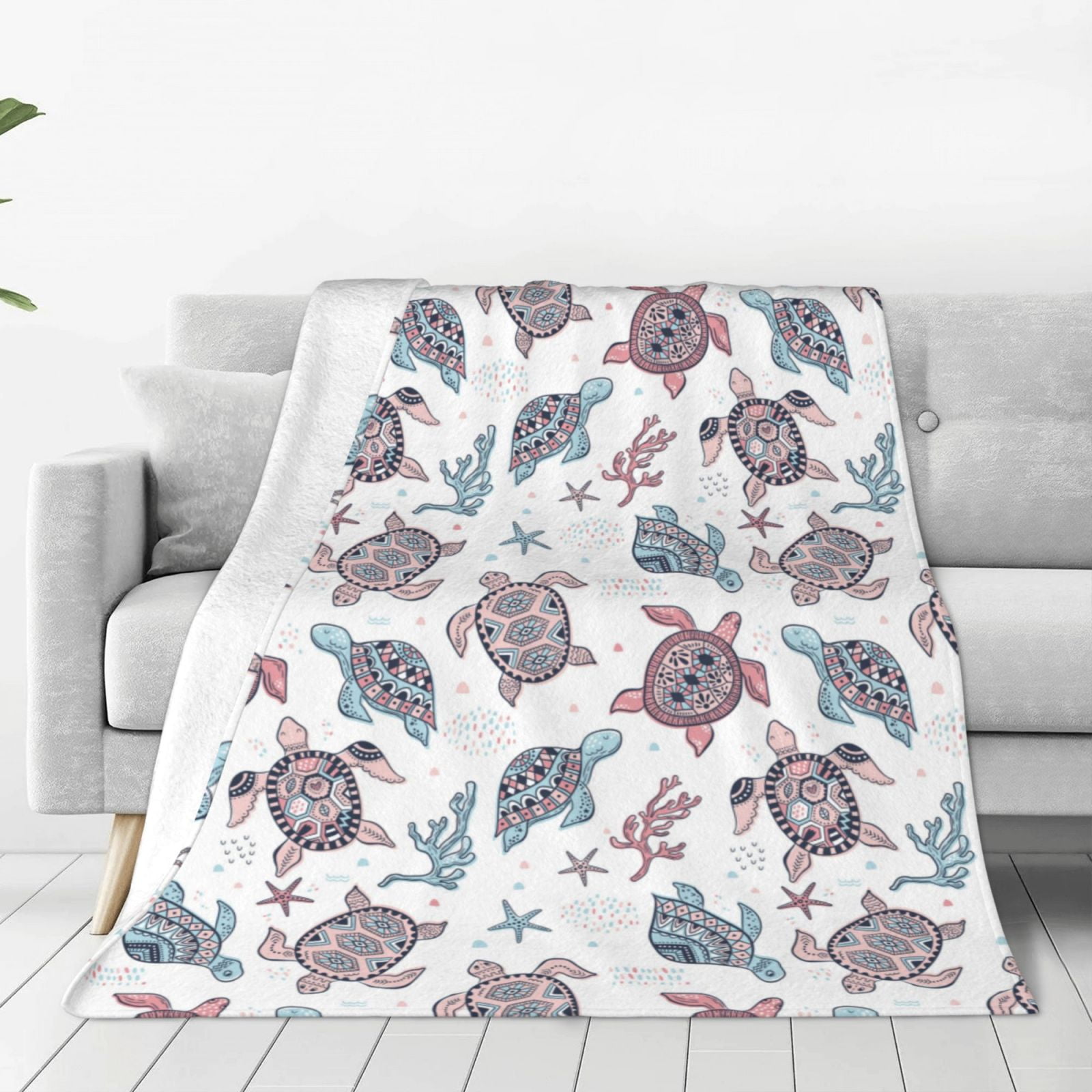 Bingfone Tribal Style Turtle Print Flannel Fleece Blanket Throw Blanket ...