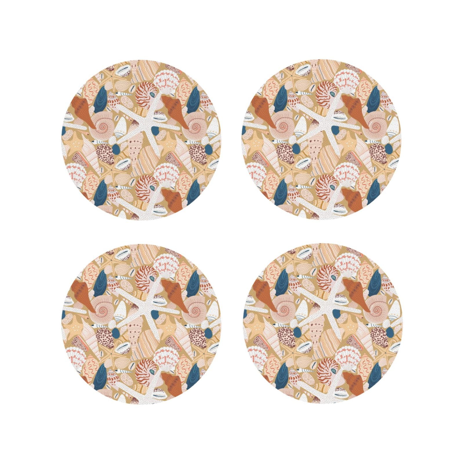 Bingfone Tropical Beach Sea Shell Personalized Coaster Set 4 for Drinks ...