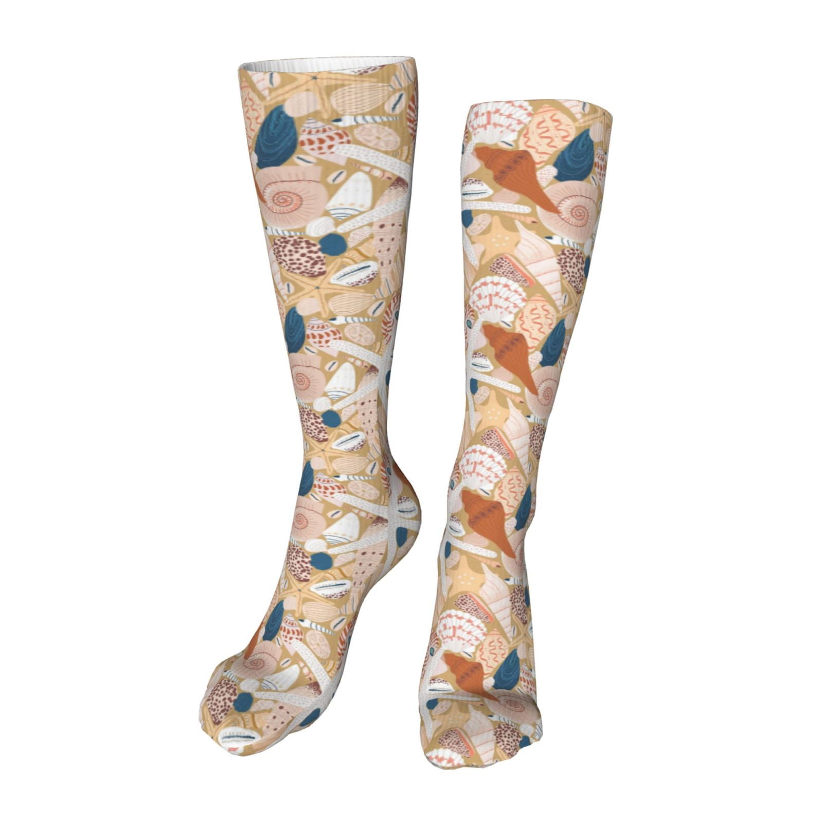 Bingfone Tropical Beach Sea Shell Print Compression Socks for Women and ...