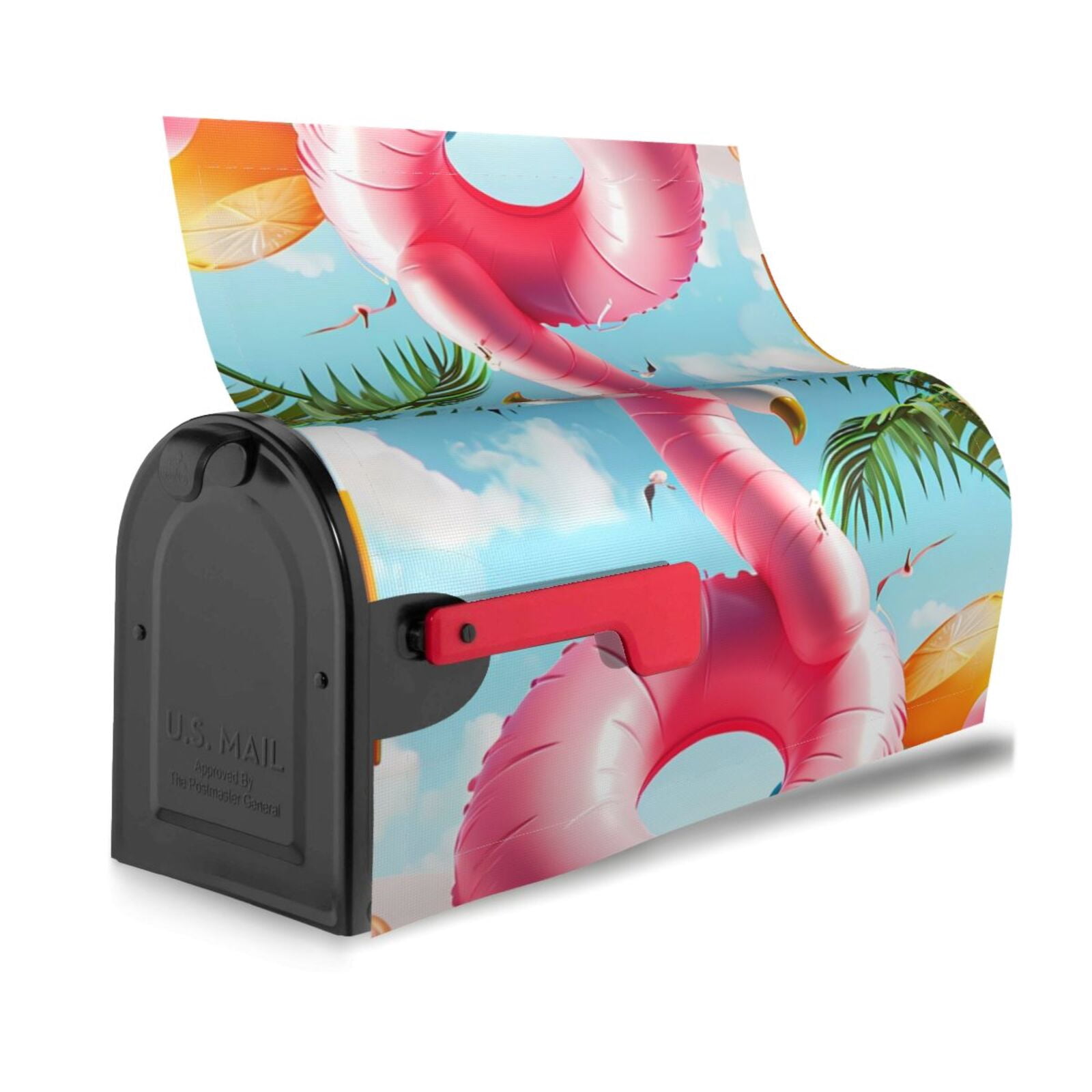 Bingfone Tropical Flamingo Pool Float Magnetic Mailbox Cover Standard ...