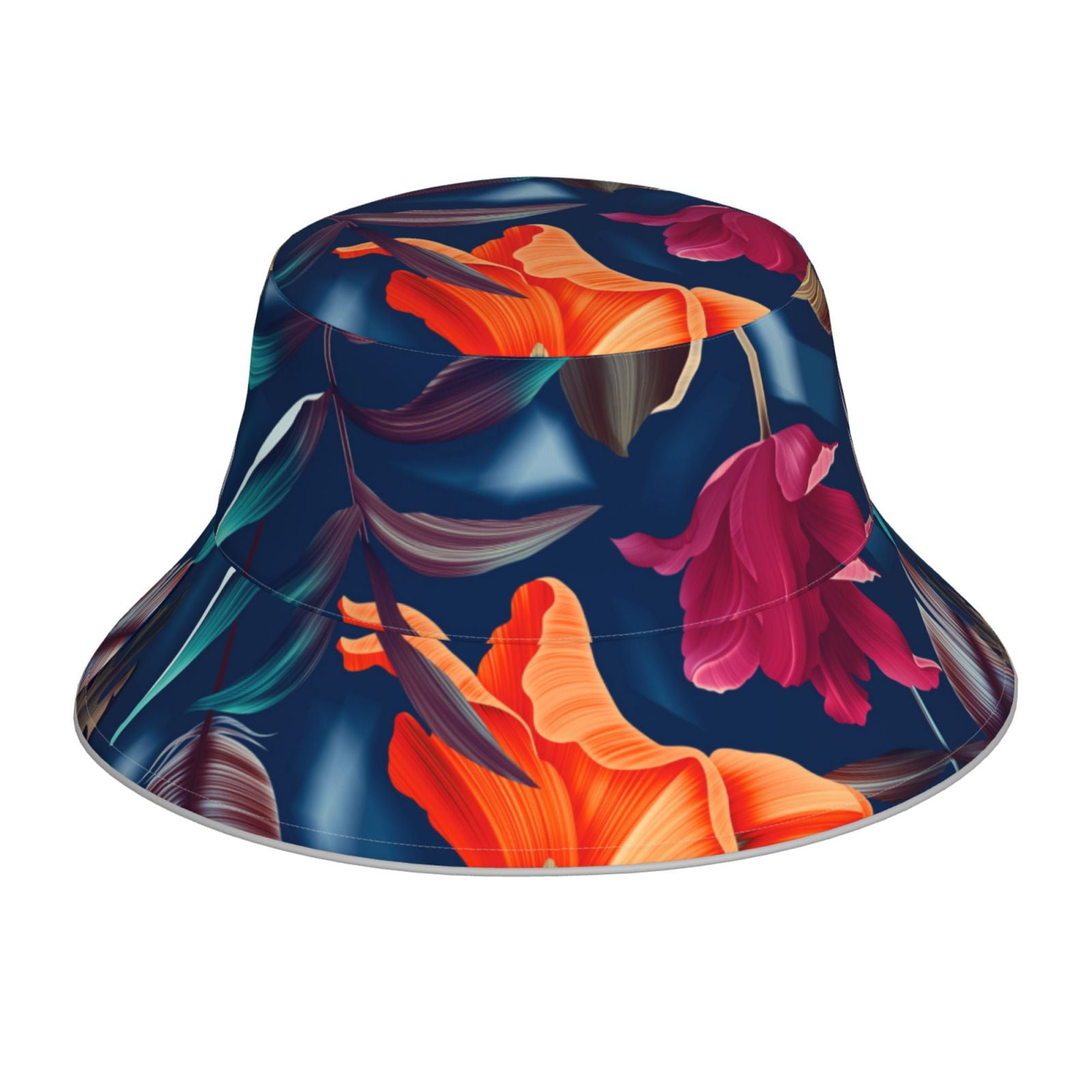 Bingfone Tropical Flower Bucket Hat For Men Women,Packable Reversible ...