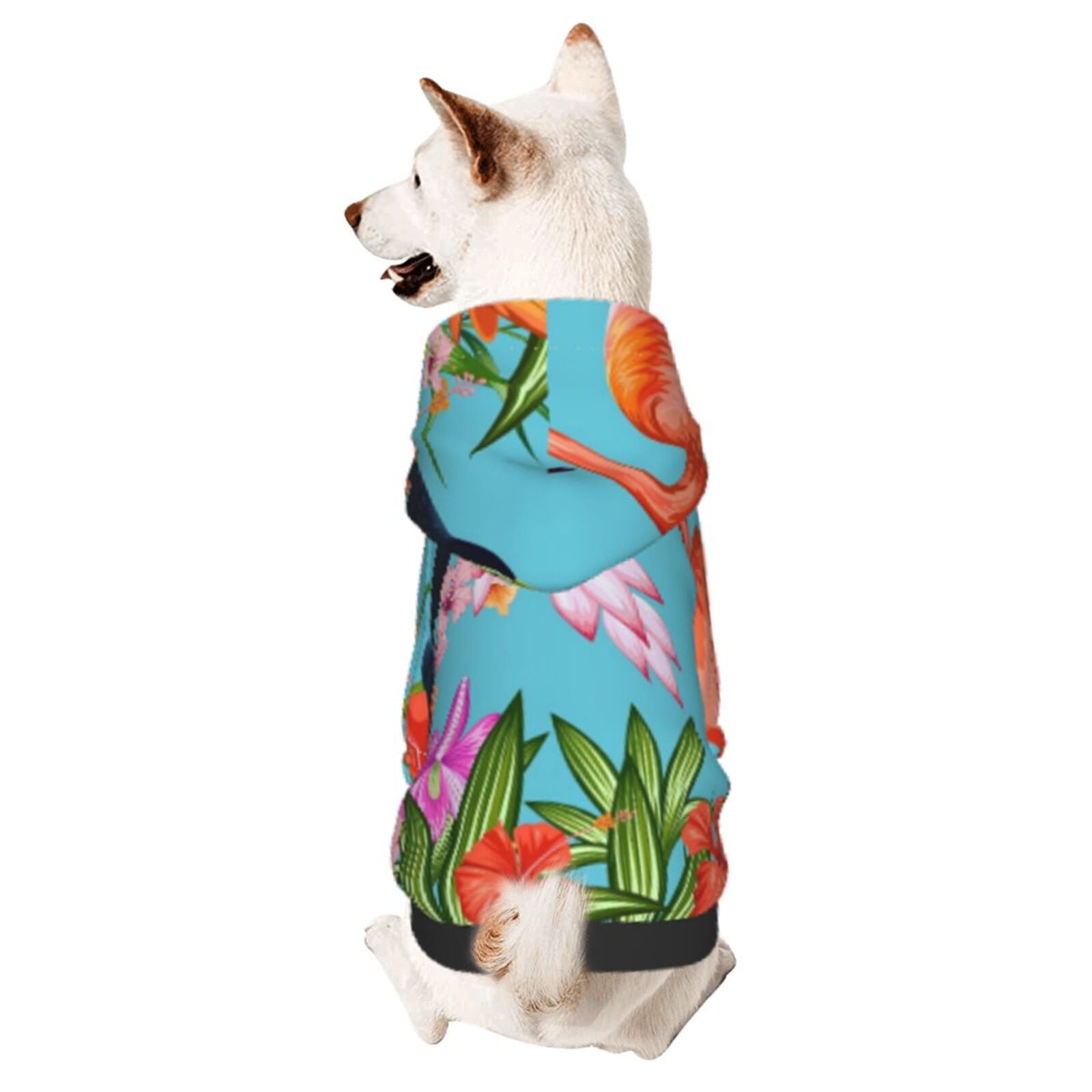 Bingfone Tropical Jungle Flamingo Dog Clothes Hoodie, Pet Winter Coat ...