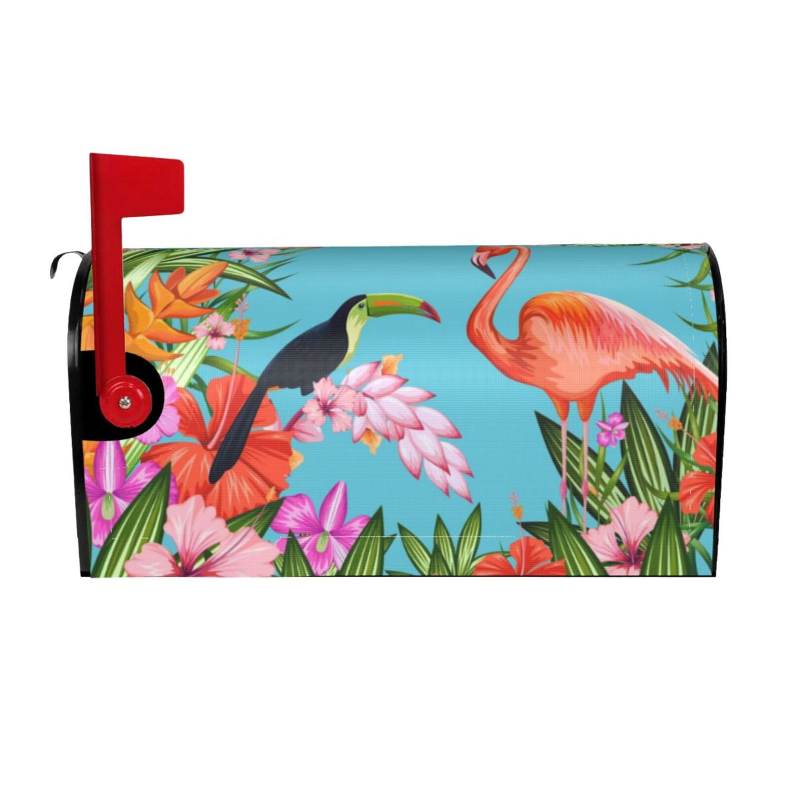 Bingfone Tropical Jungle Flamingo Magnetic Mailbox Cover Standard Size ...