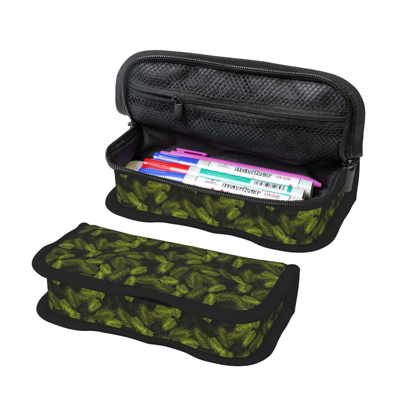 Bingfone Tropical Palm Leaves Fern Leaf Print Pencil Case Large ...