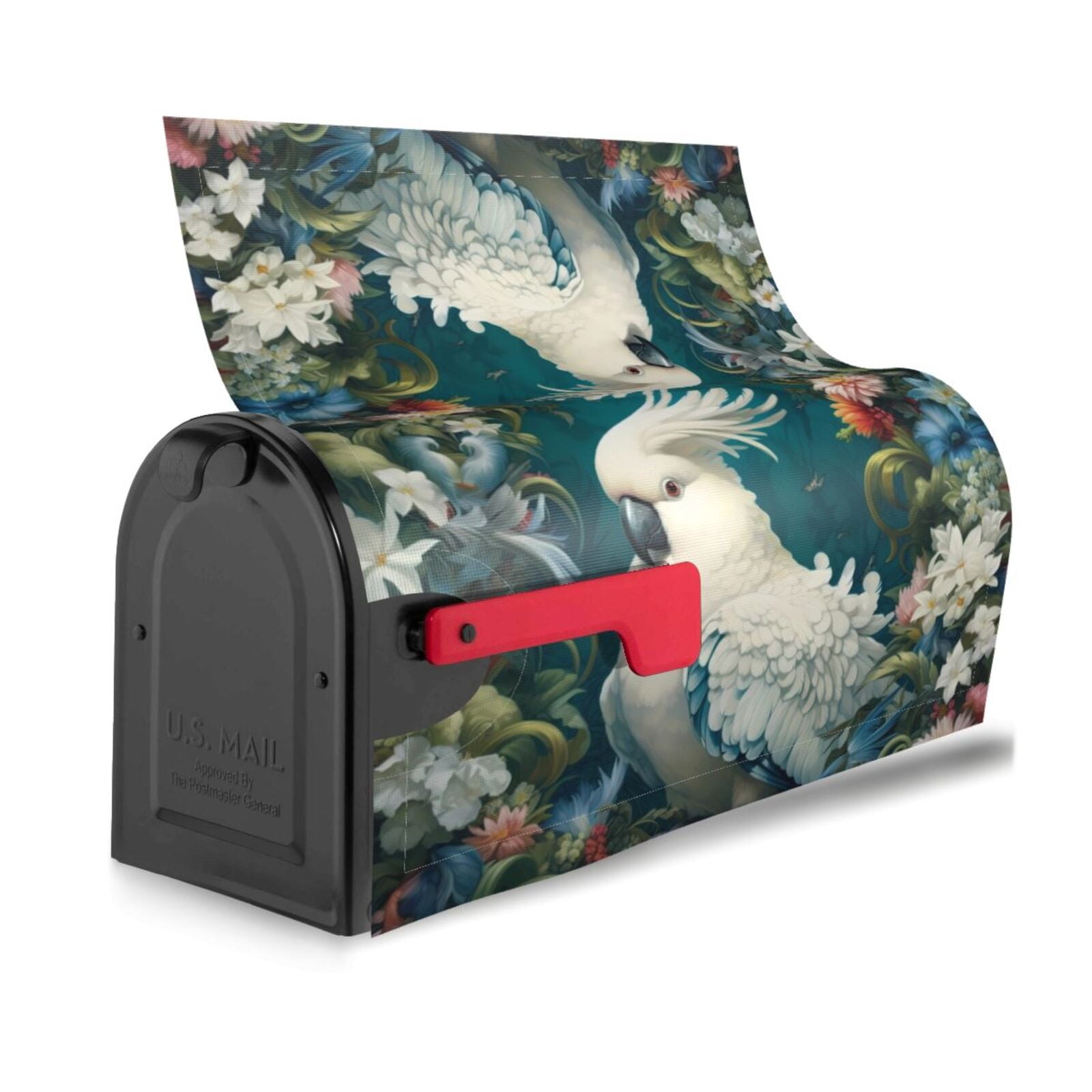 Bingfone Tropical Parrot Floral Artwork Magnetic Mailbox Cover Standard ...