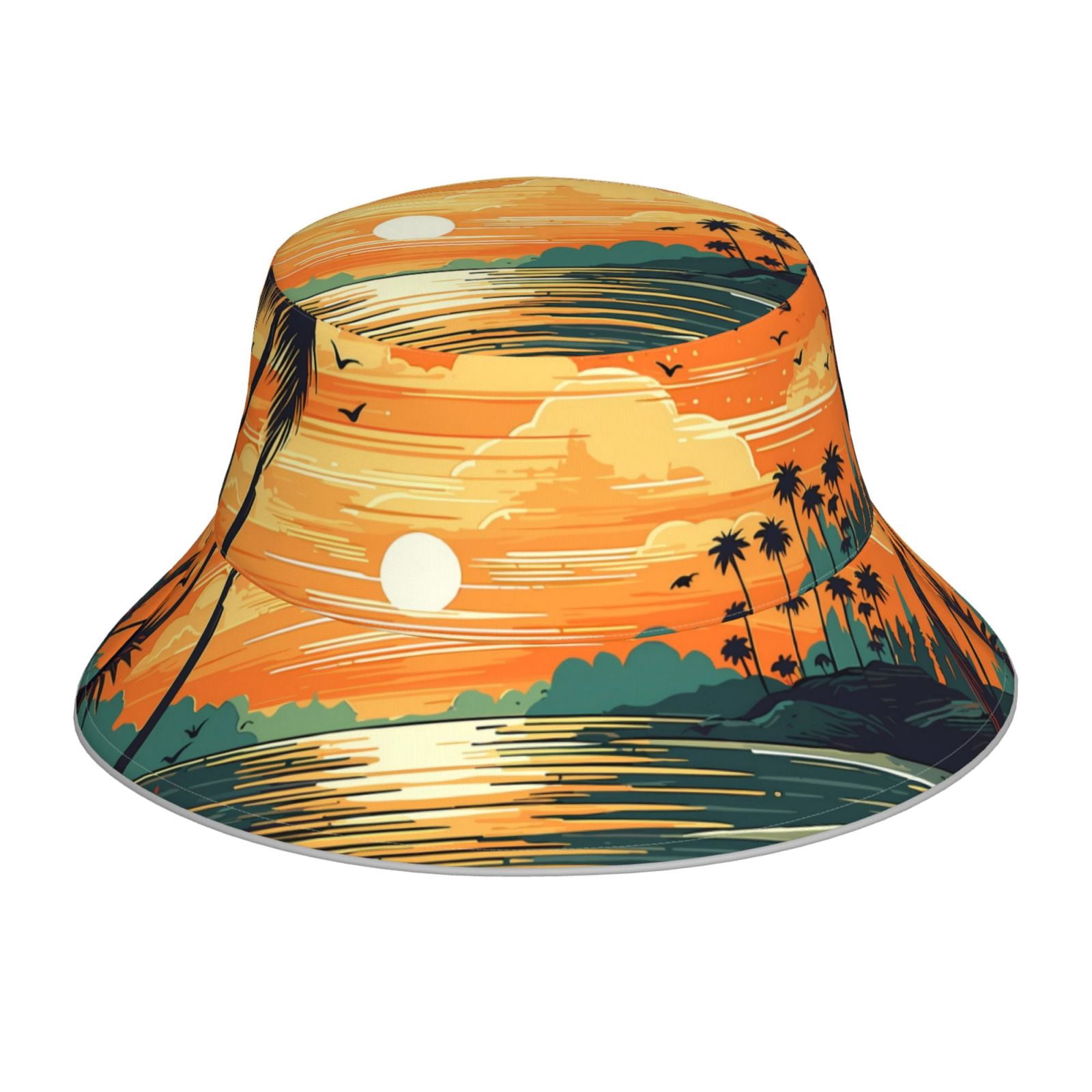Bingfone Tropical Sunset Paradise Bucket Hat for Men Women,Packable ...