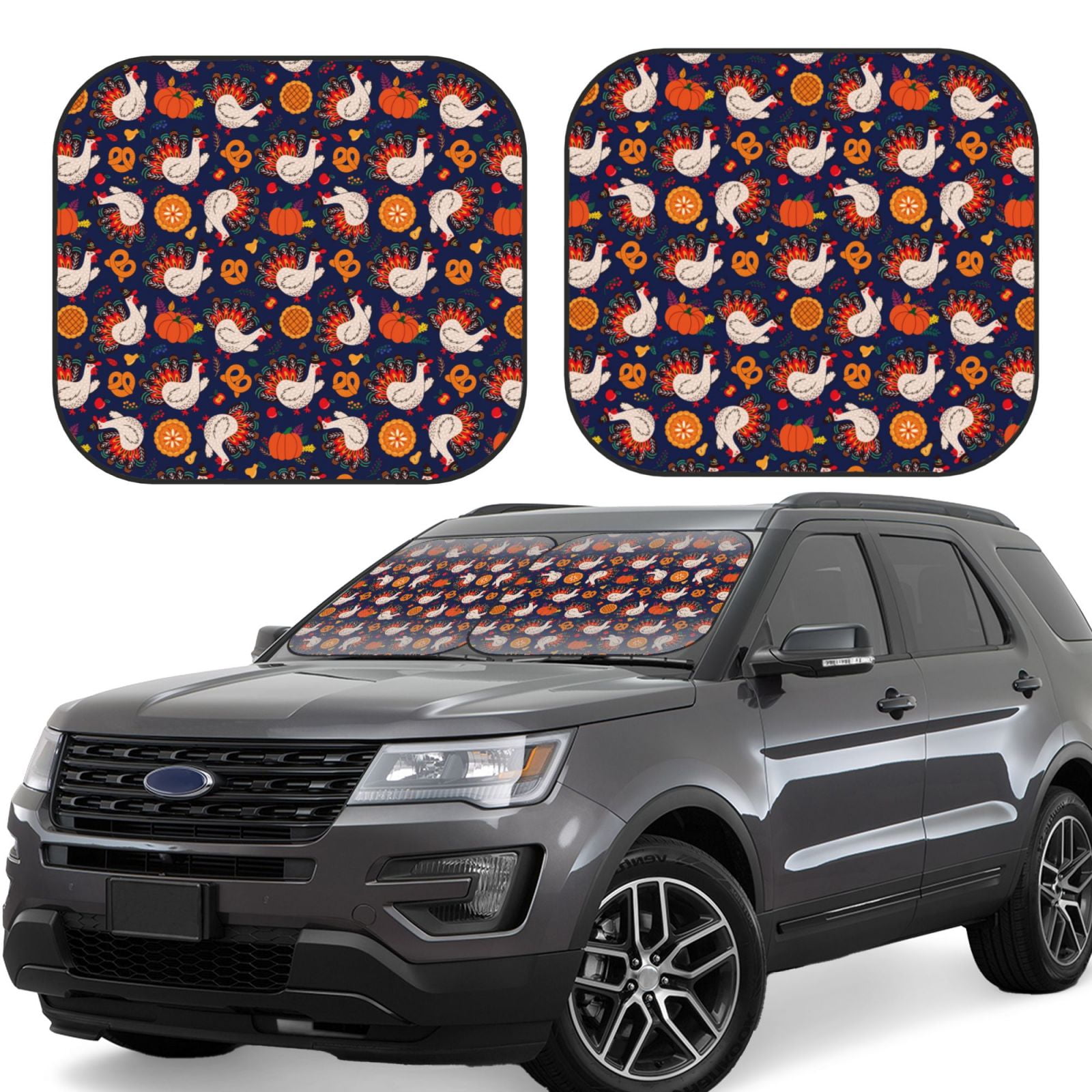 Bingfone Turkey And Thanksgiving Windshield Sun Shade 2-Piece Foldable ...