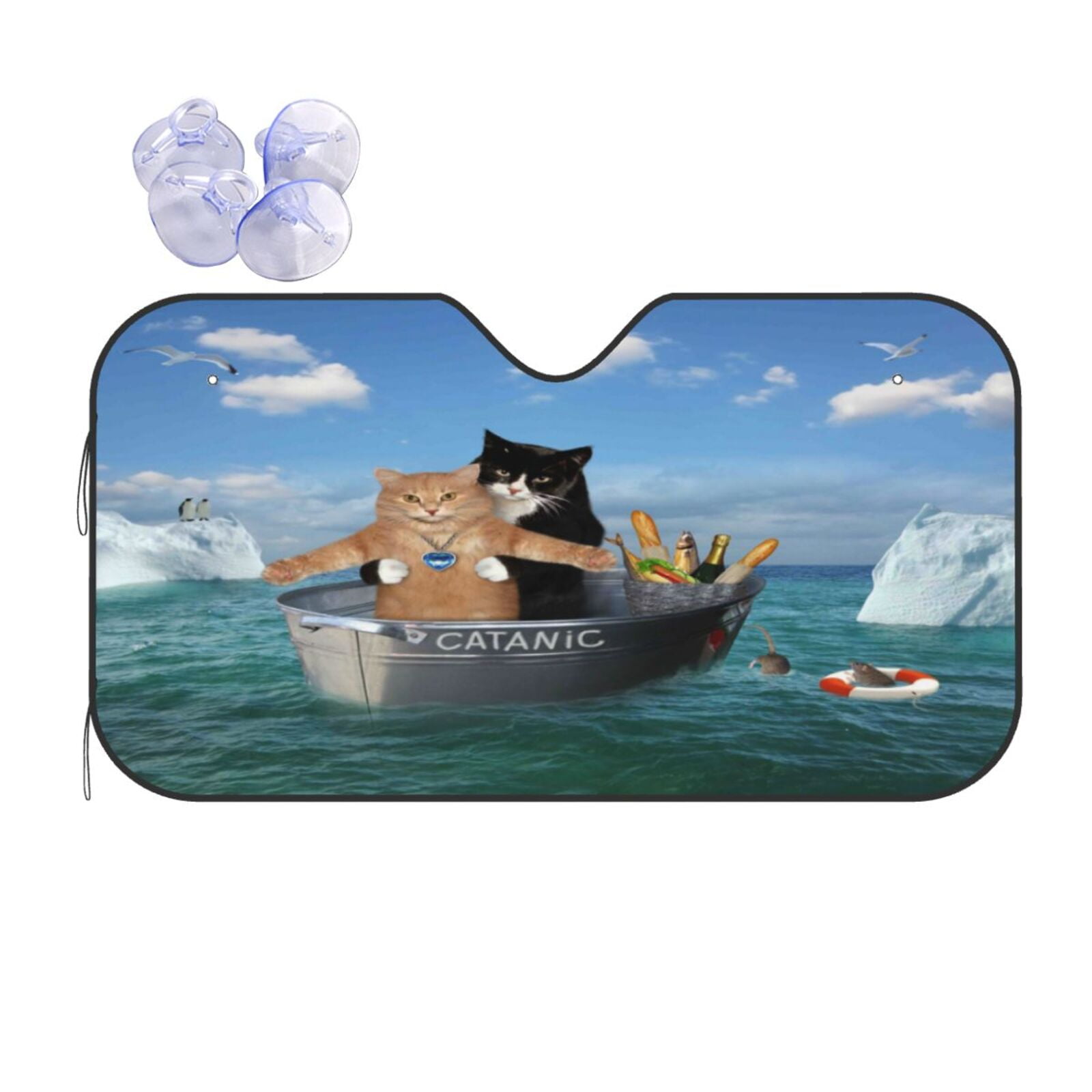 Bingfone Two Brave Cats Are Floating On The Sea Iceberg Car Windshield ...