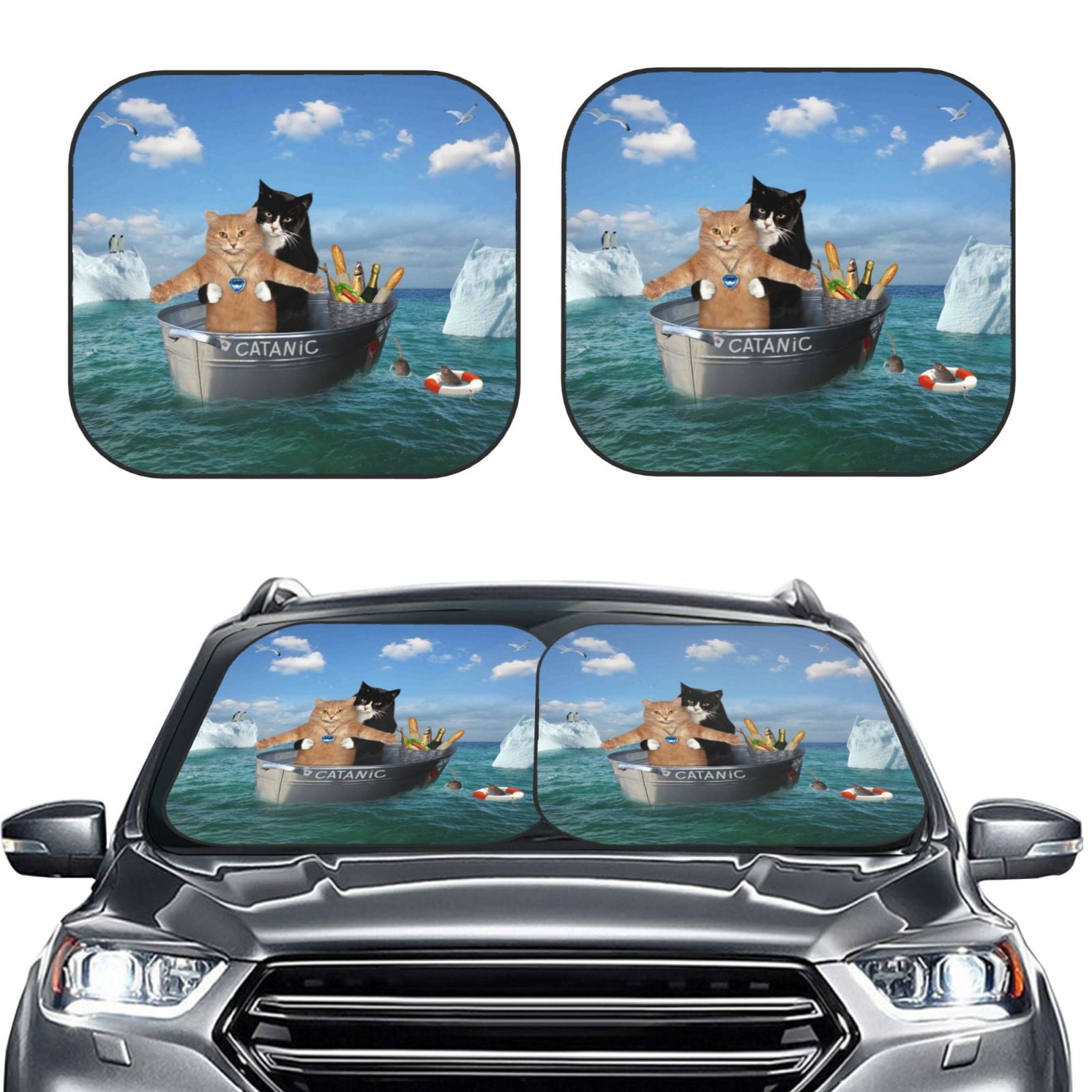 Bingfone Two Brave Cats Are Floating On The Sea Iceberg Print 2-Piece ...