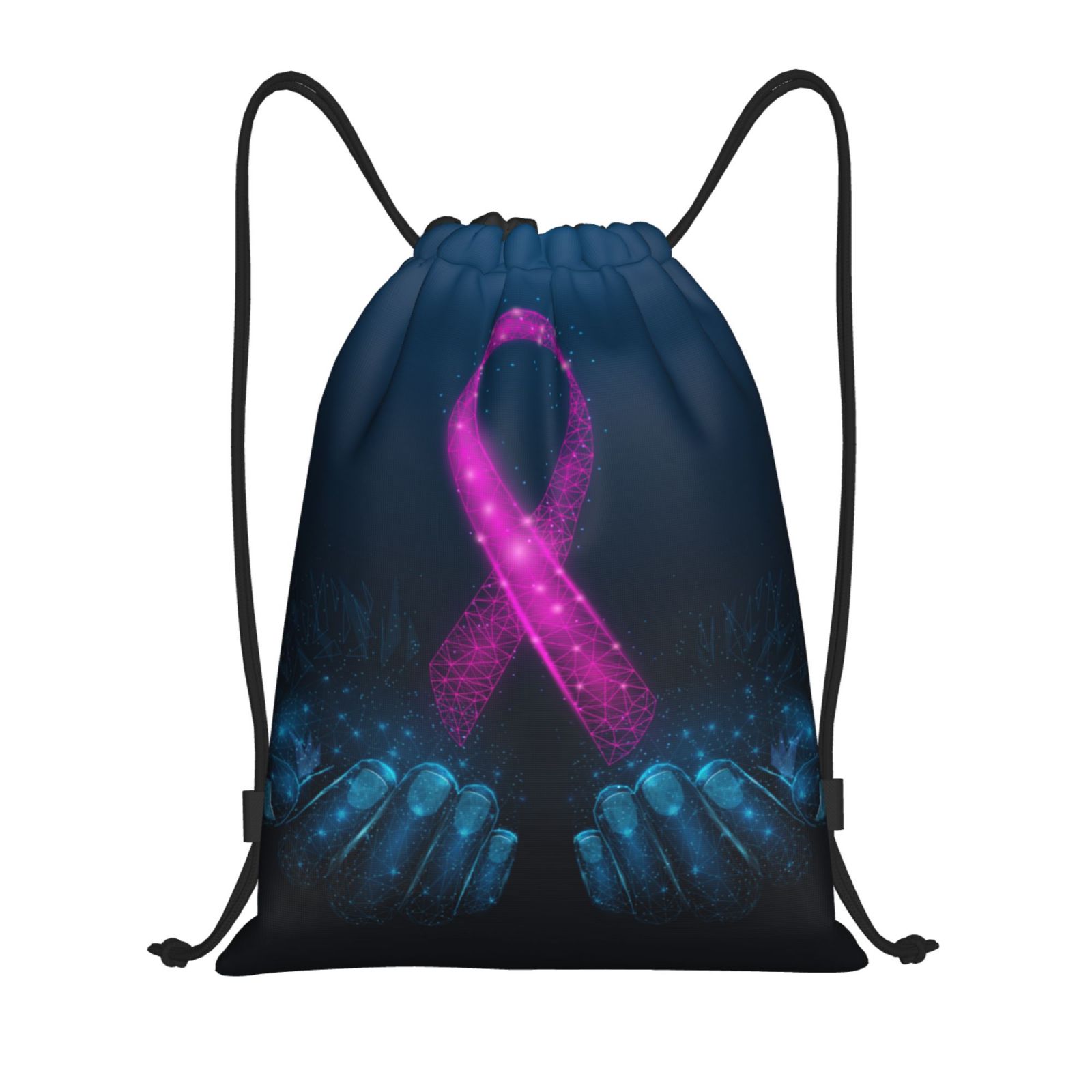 Bingfone Two Human Hands Are Holds Pink Ribbon Awareness Drawstrings ...