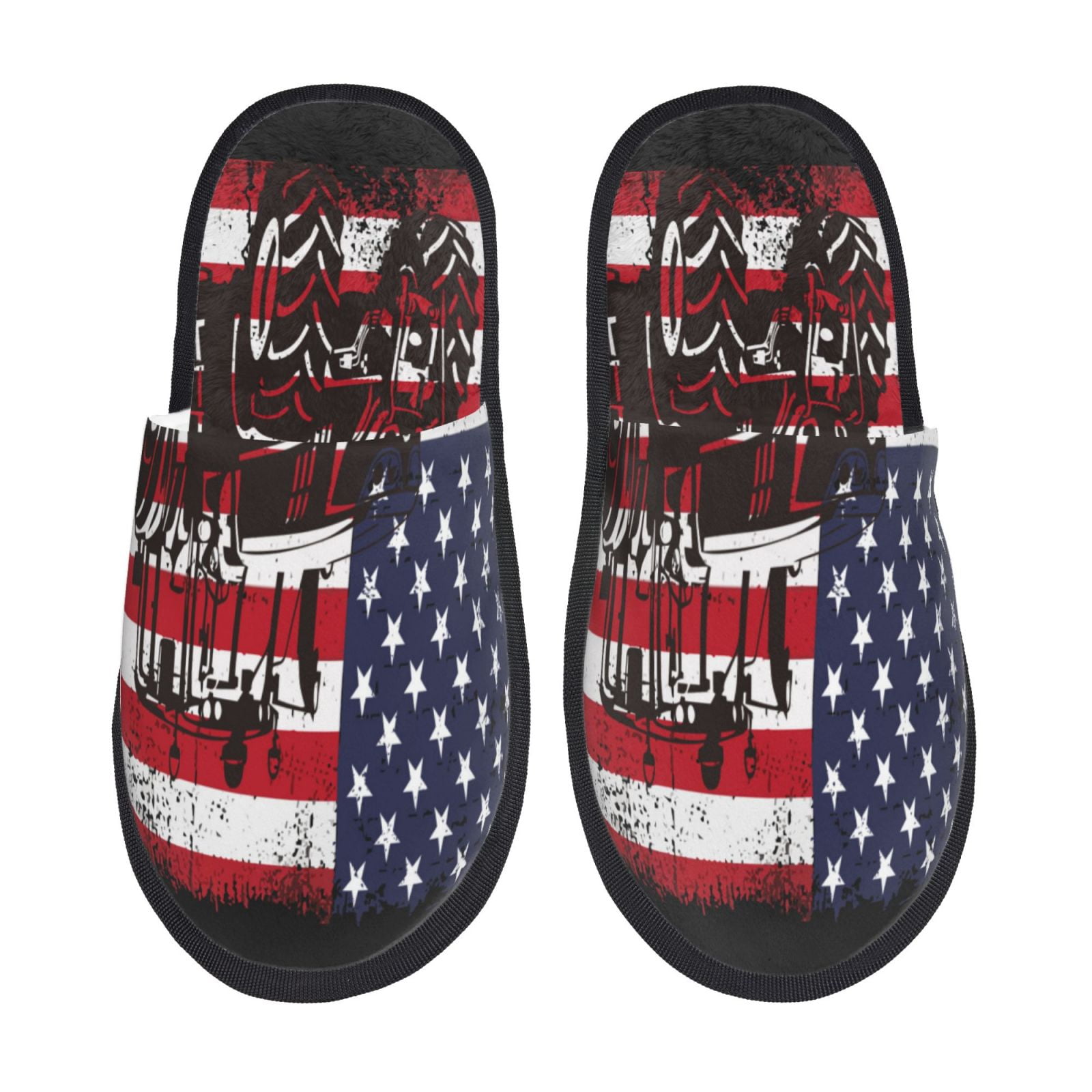 Bingfone USA Vintage Flag Tractor House Slippers for Women Men with ...