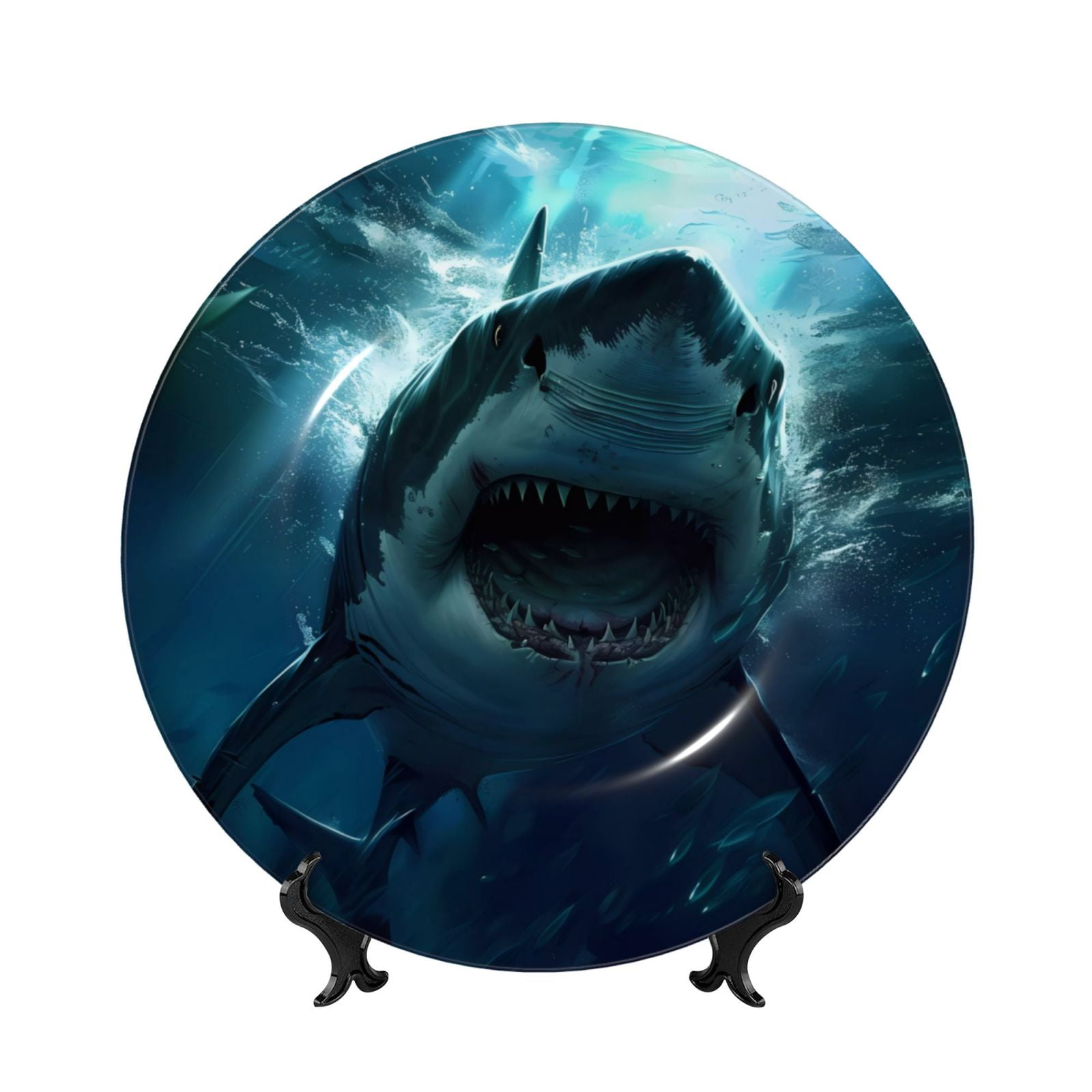 Bingfone Undersea Shark Print Bone China Dinner Decorative Plates ...