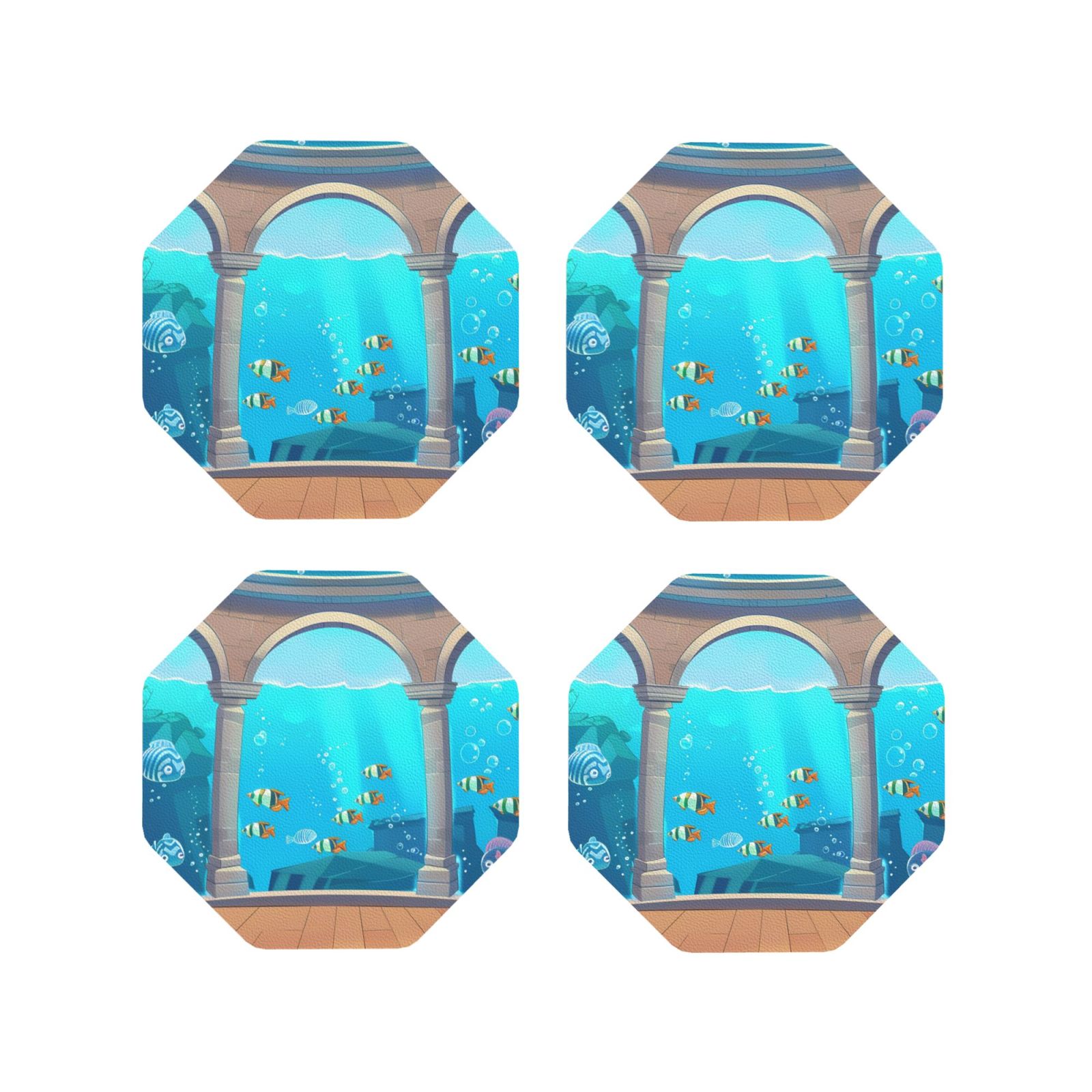 Bingfone Underwater Aquarium Arches Personalized Coaster Set 4 for ...