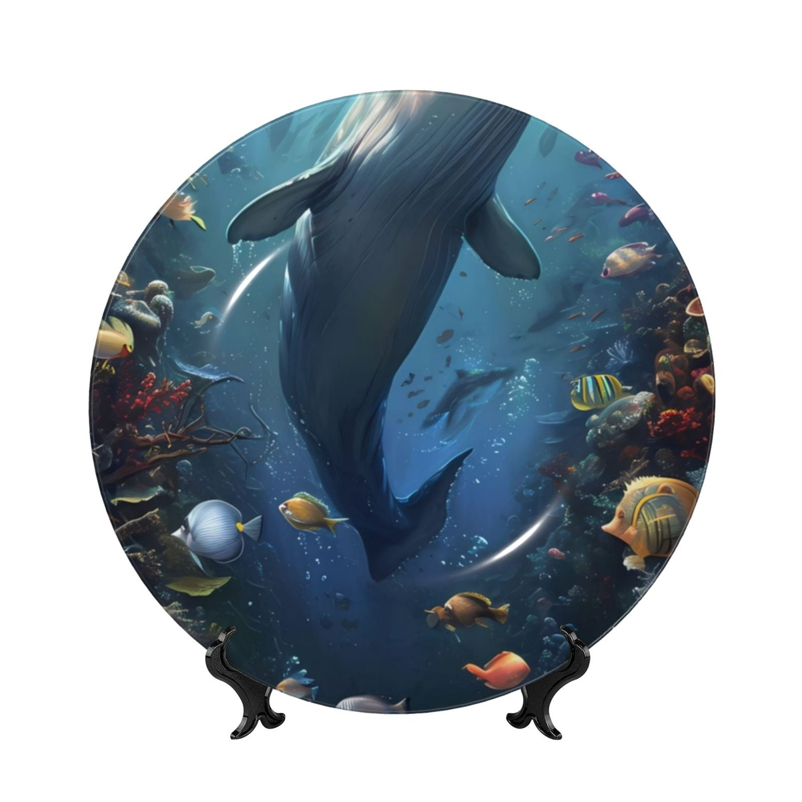 Bingfone Underwater Dolphin Print Bone China Dinner Decorative Plates ...