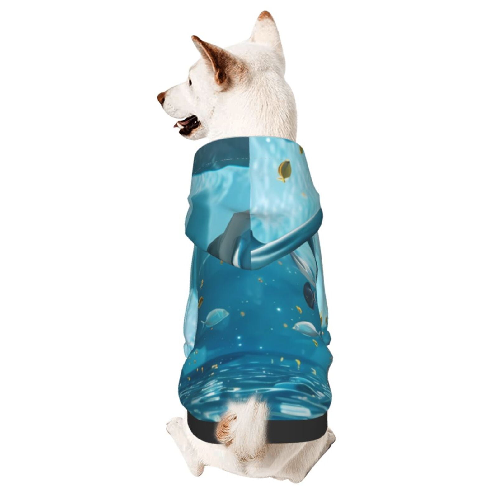 Bingfone Underwater Dolphin Scene Dog Clothes Hoodie, Pet Winter Coat ...