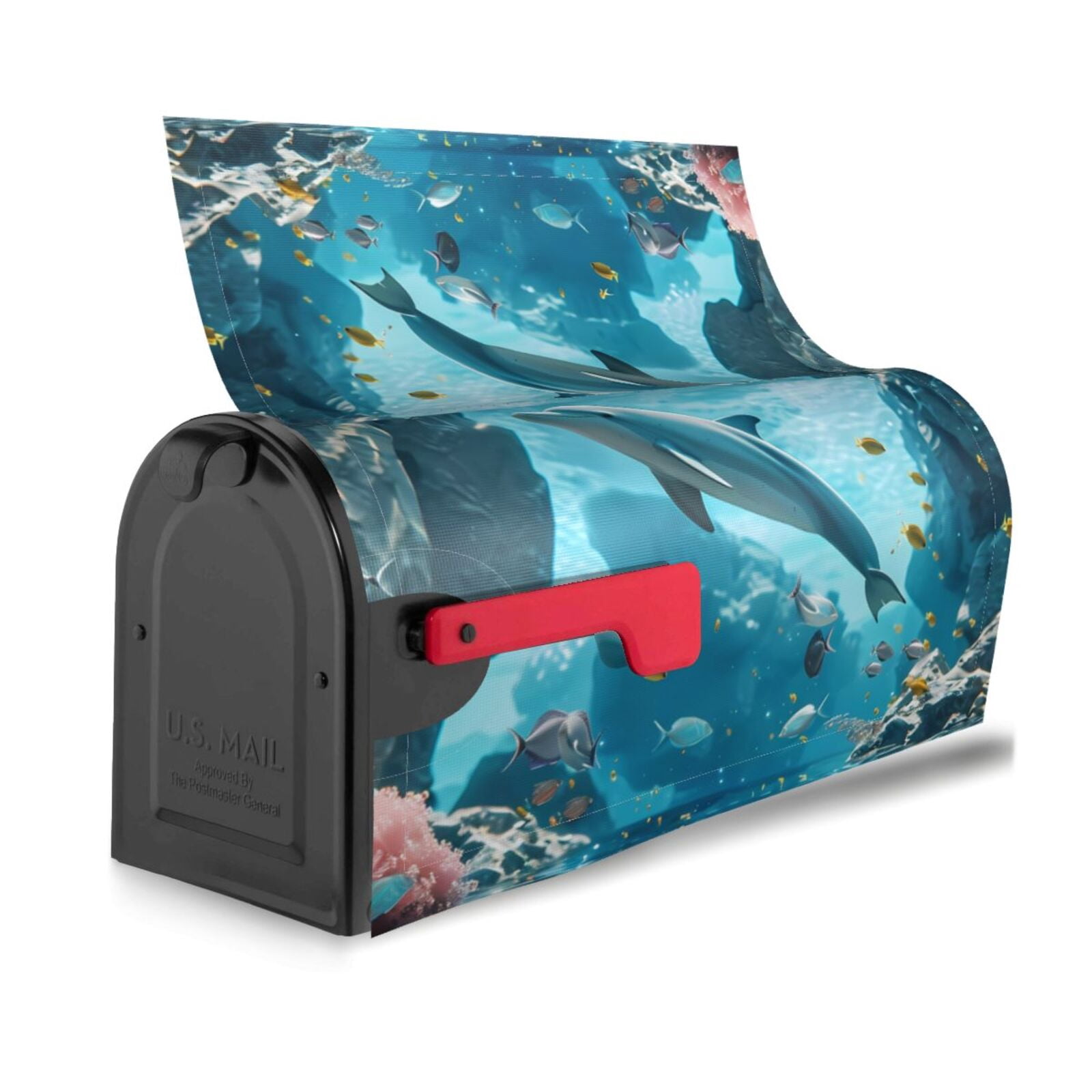 Bingfone Underwater Dolphin Scene Magnetic Mailbox Cover Standard Size ...