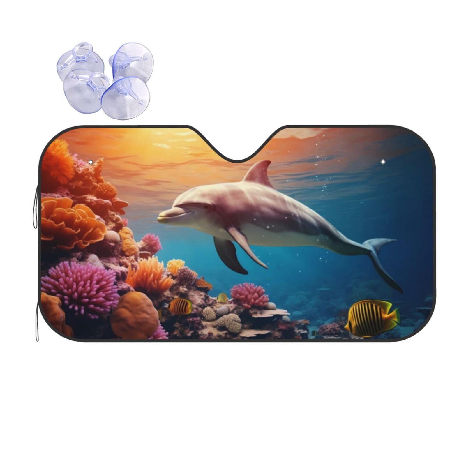 Bingfone Underwater Plant Dolphin Car Windshield Sun Shade Protector ...