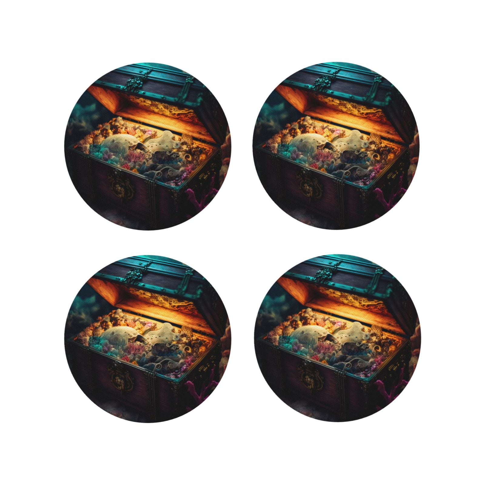 Bingfone Underwater Treasure Chest Personalized Coaster Set 4 for ...