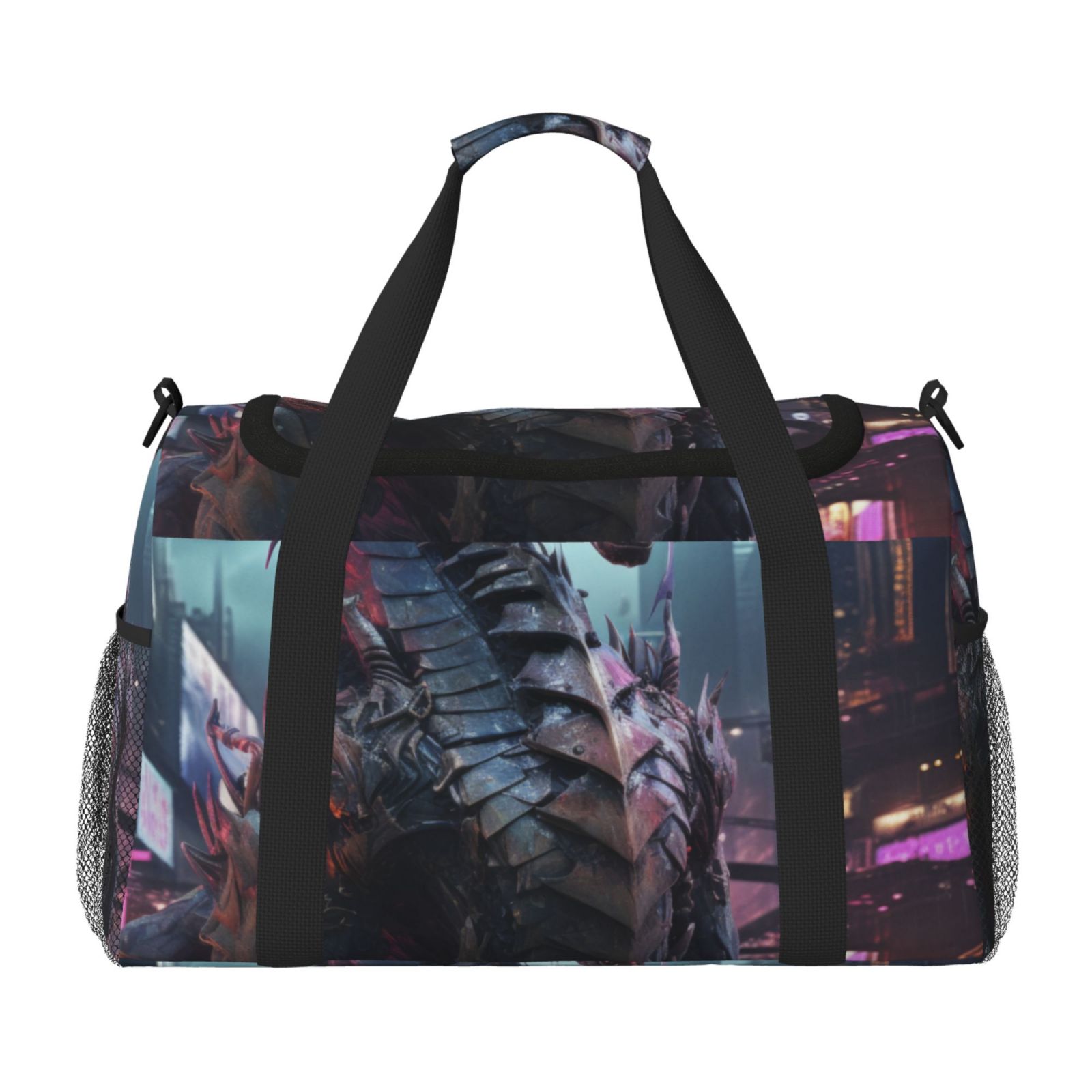 Bingfone Urban Mechanical Dragon Print Travel Duffel Tote Bag ...
