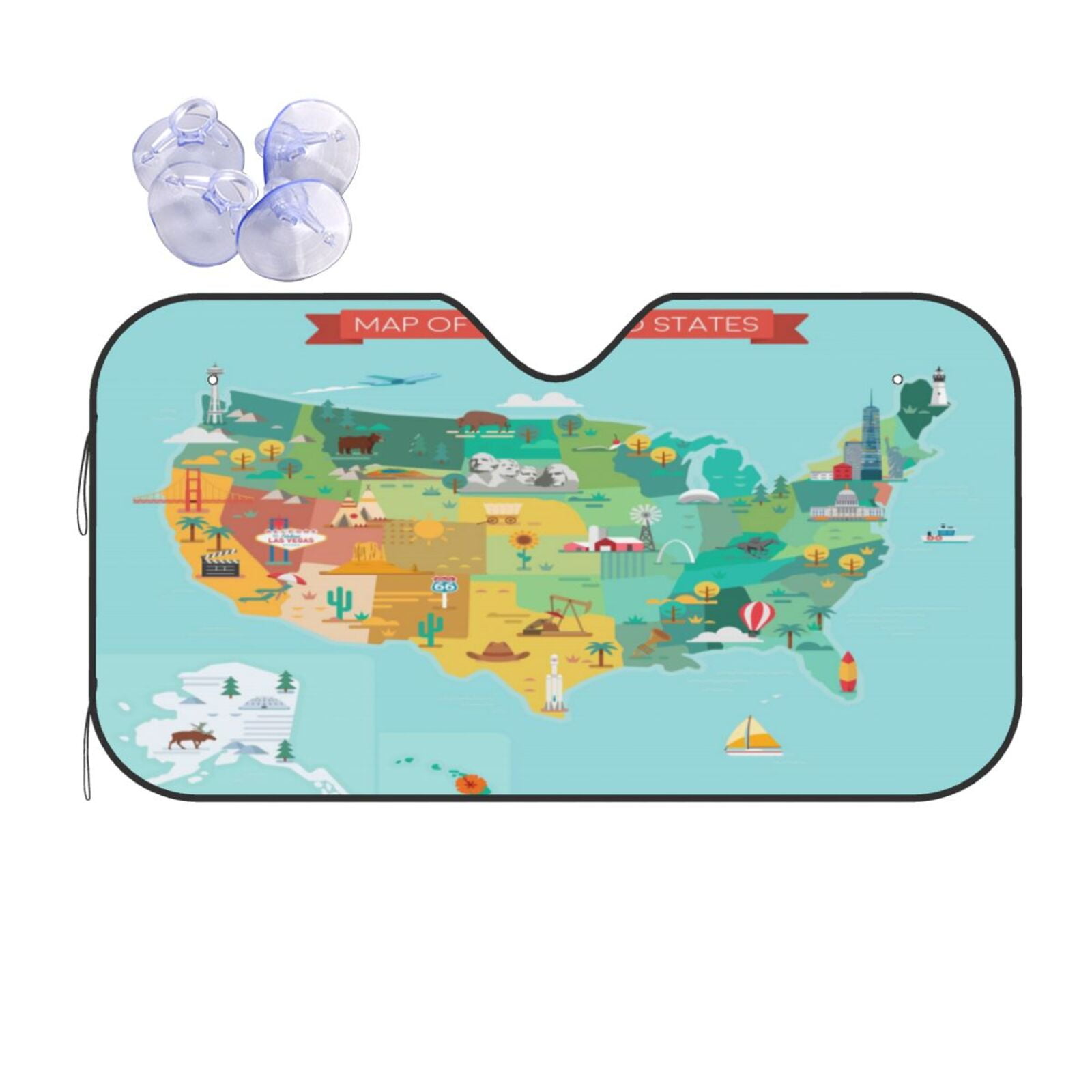 Bingfone Usa Tourist Map Car Windshield Sun Shade Protector Keep Your ...