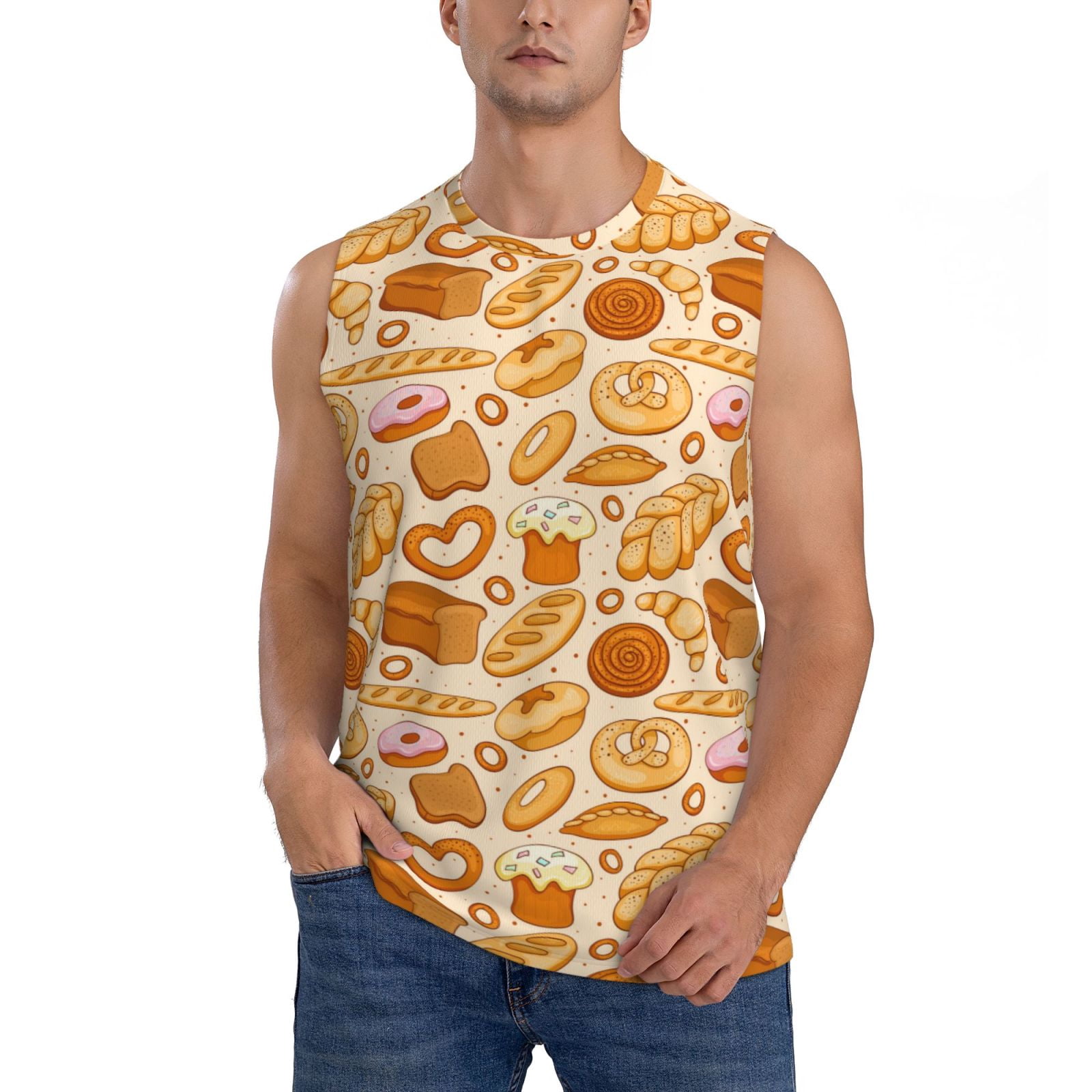 Bingfone Various Bread Pattern Men's Tank Tops Workout Sleeveless Tee ...