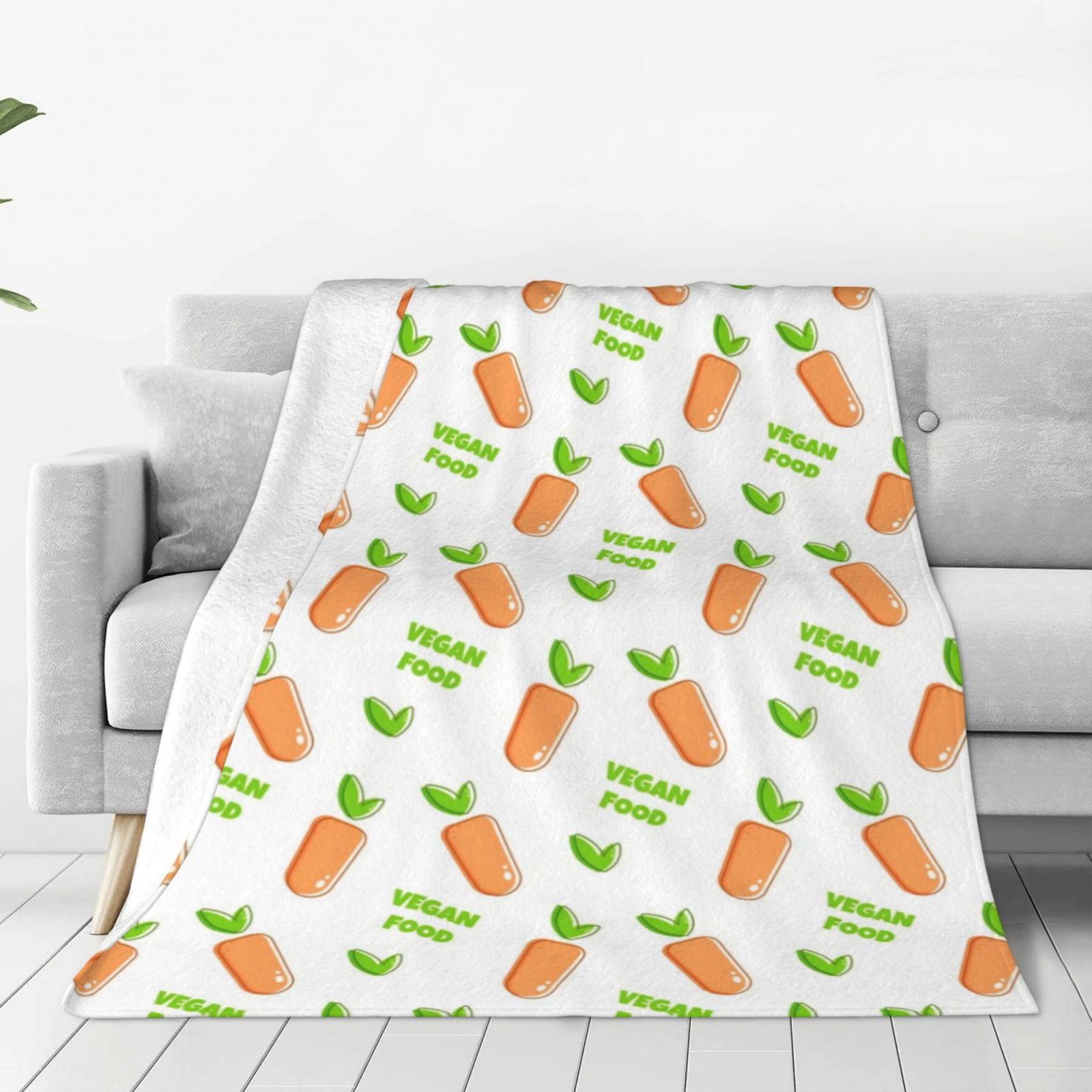 Bingfone Vegan Fruit Carrot Print Flannel Fleece Blanket Throw Blanket ...