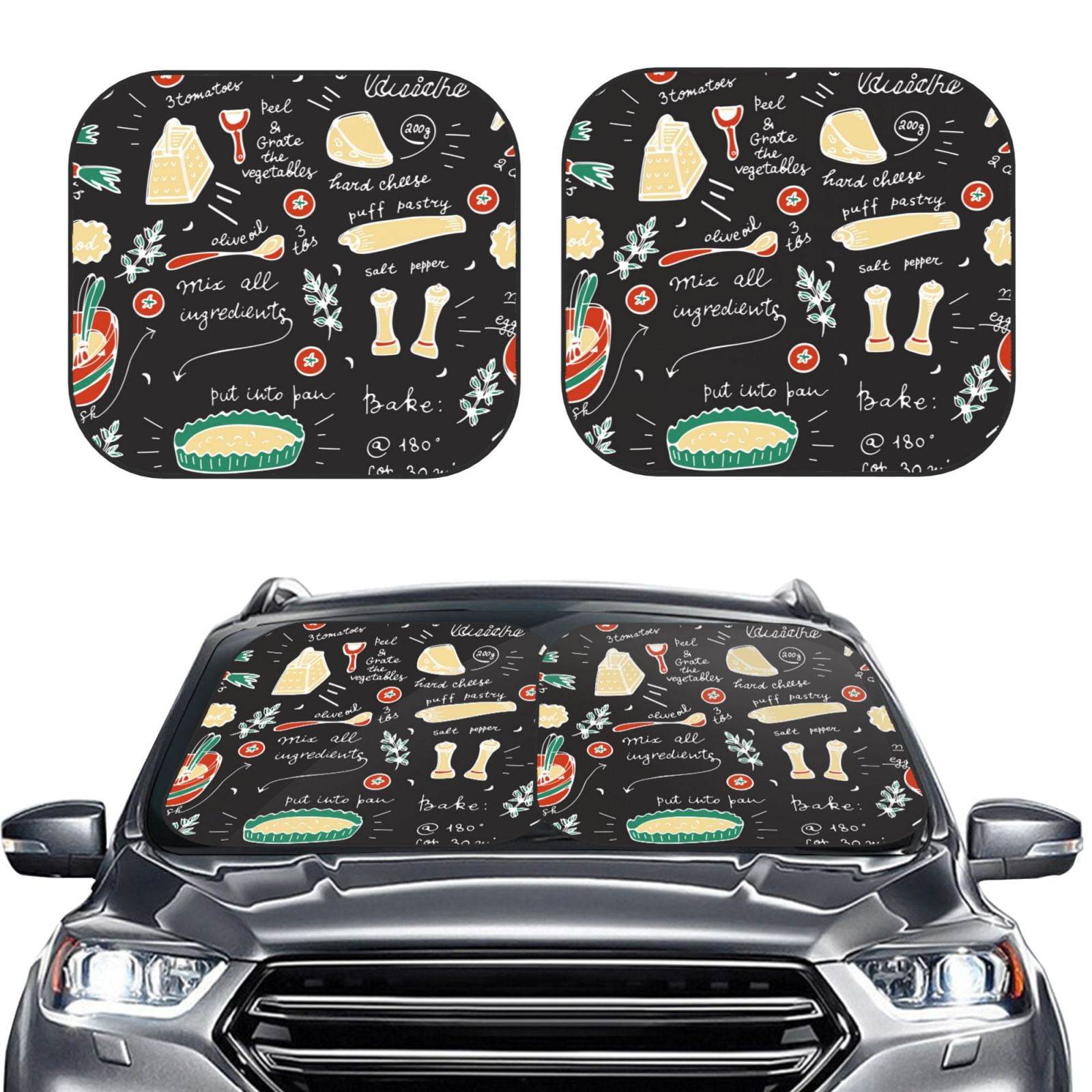 Bingfone Vegetable Quiche Windshield Sun Shade 2-Piece Foldable Car ...