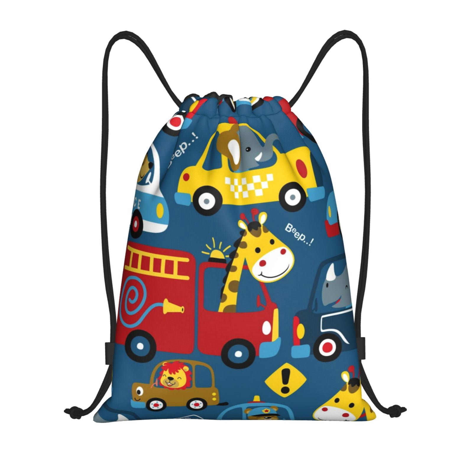 Bingfone Vehicles Cartoon With Funny Drivers Drawstrings Backpacks Bags ...