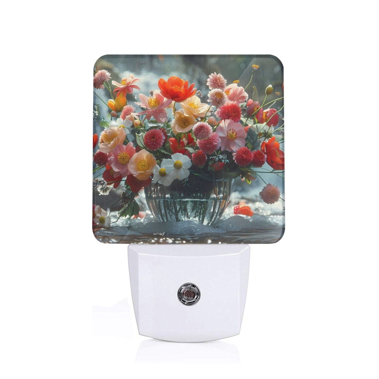 Bingfone Vibrant Bouquet Waterfall Print Night Lights Plug into Wall ...