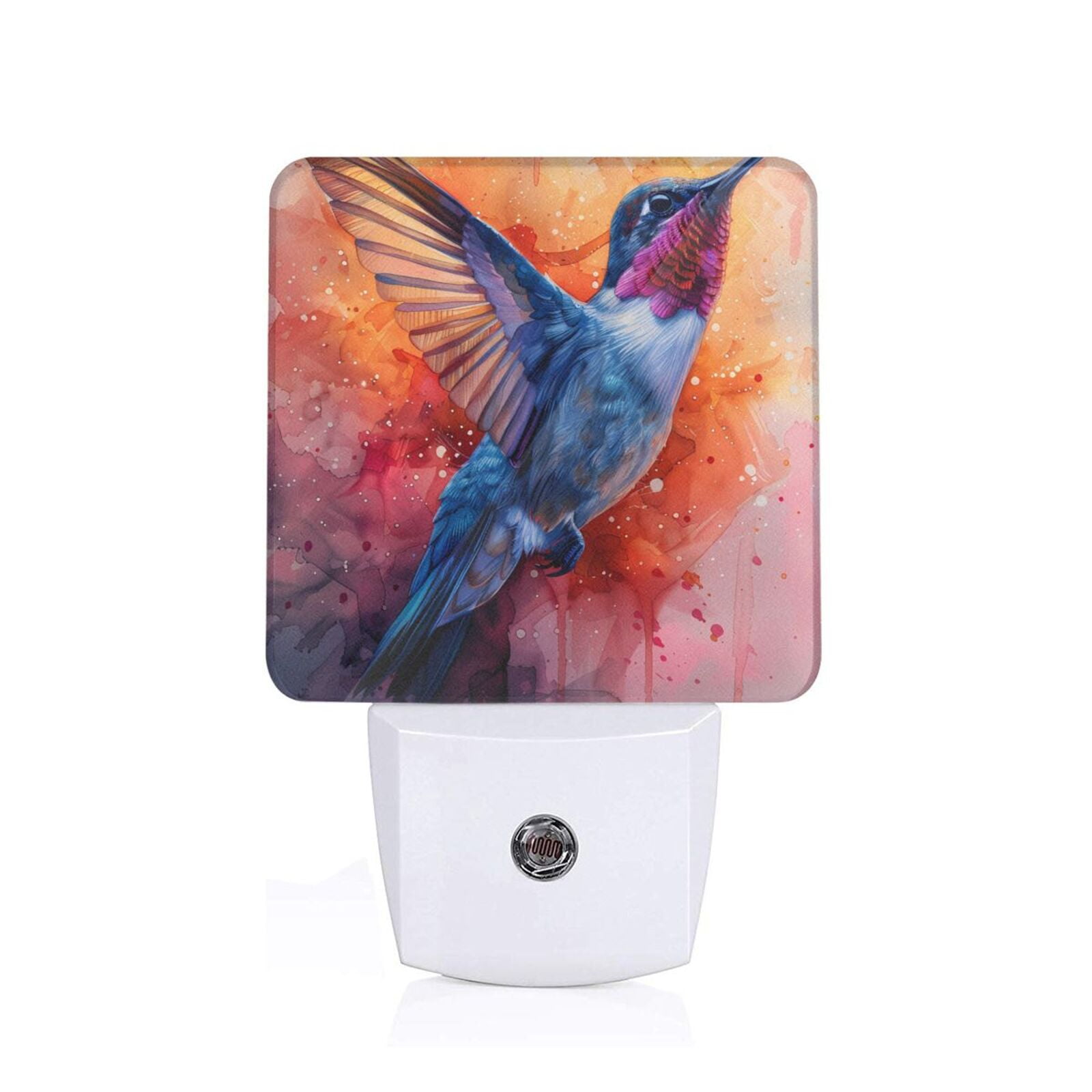 Bingfone Vibrant Hummingbird Watercolor Art Print Night Lights Plug ...