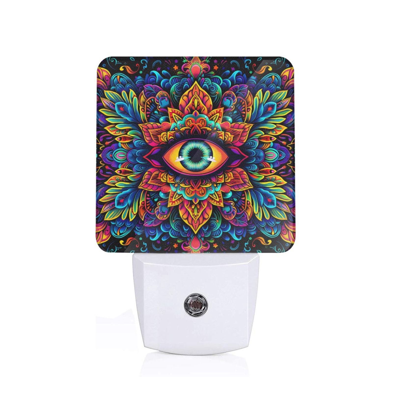 Bingfone Vibrant Psychedelic Eye Print Night Lights Plug into Wall,Dusk ...