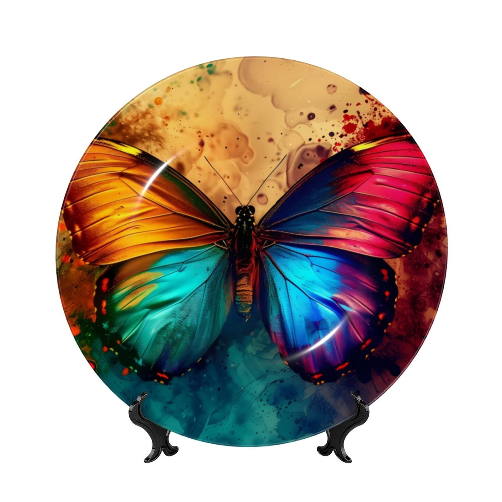Bingfone Vibrant Rainbow Butterfly A Print Bone China Dinner Decorative ...