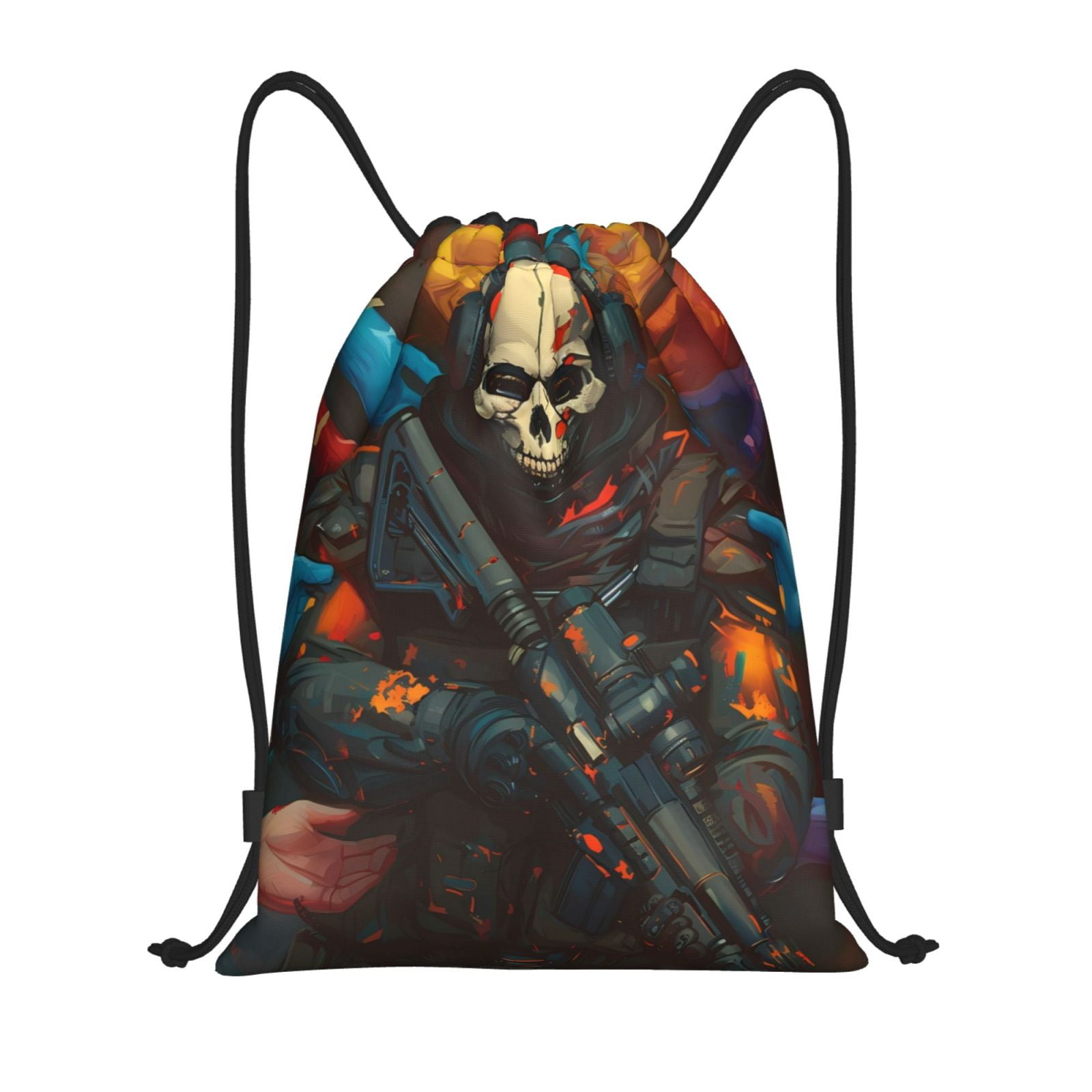 Bingfone Vibrant Skull Soldier Drawstrings Backpacks Bags for Men Women ...