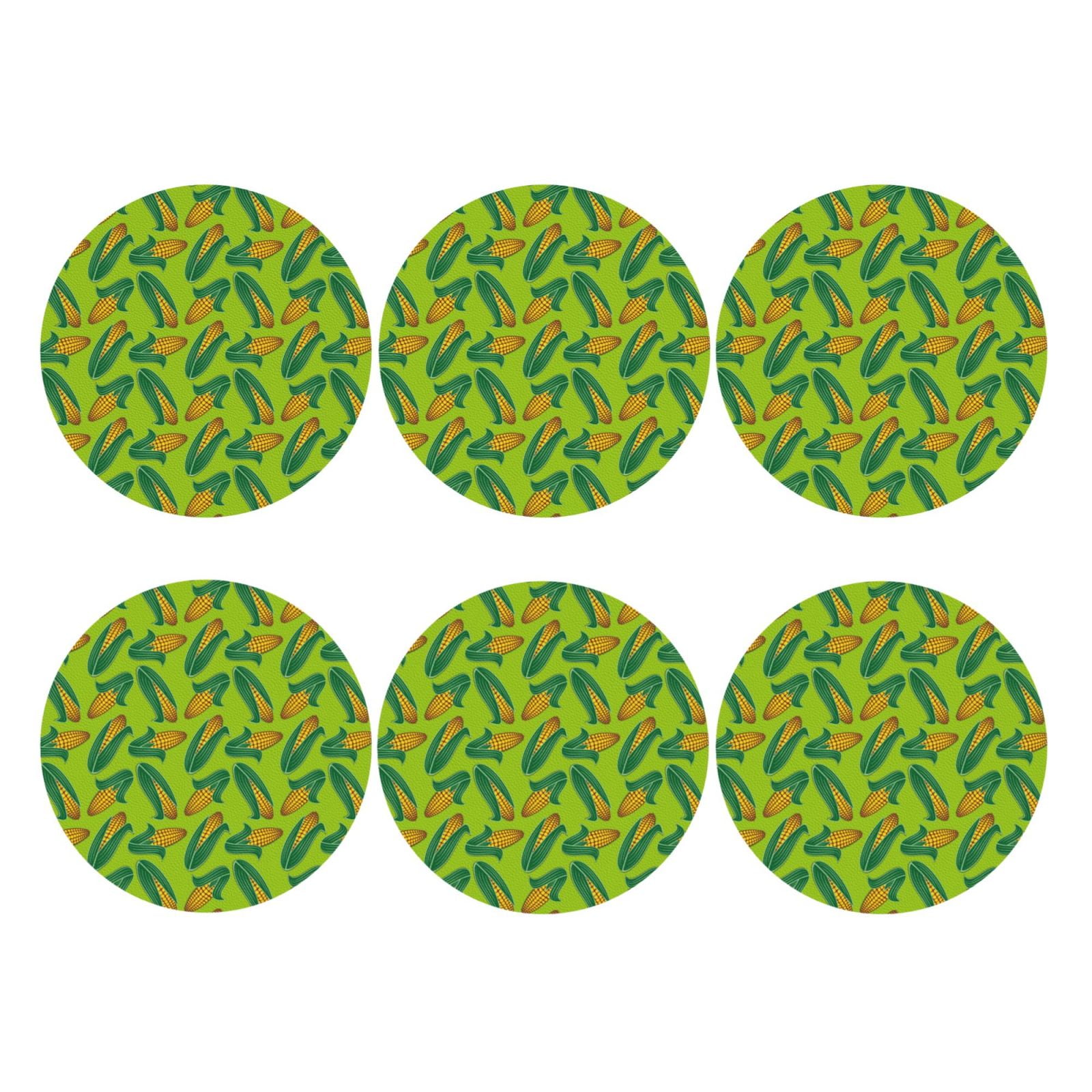 Bingfone Vintage Autumn Corn Leather Drinks Coasters with Set of 6 ...