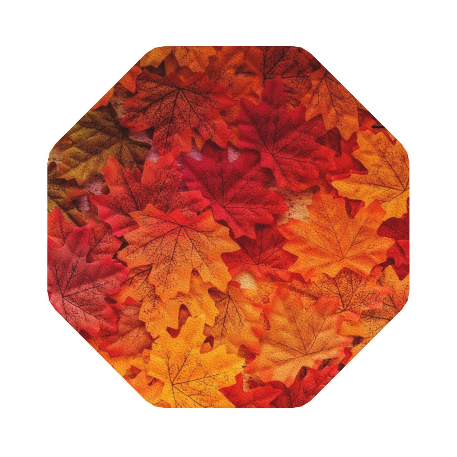 Bingfone Vintage Autumn Leaf Leather Drinks Coasters With Set Of 6 ...