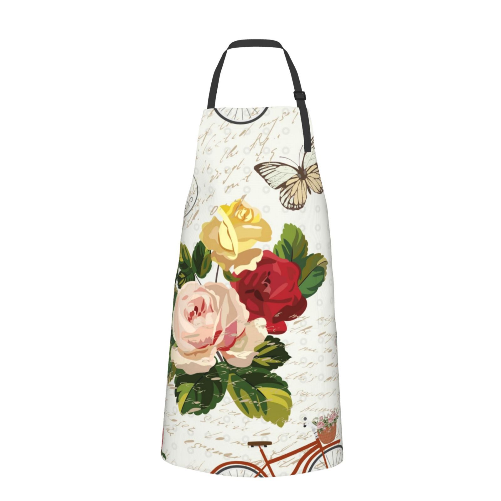 Bingfone Vintage Bike Flower Butterfly Apron Gifts For Men, Women Professional Grade Chef Apron ...