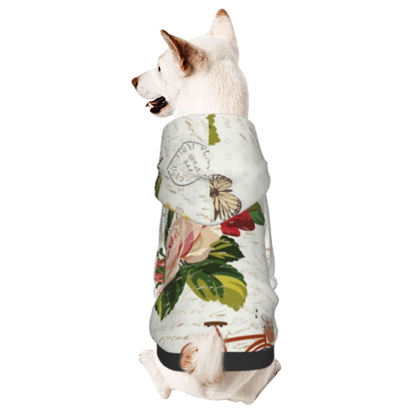 Bingfone Vintage Bike Flower Butterfly Dog Clothes Hoodie, Pet Winter Coat,Puppy Sweatshirts For ...