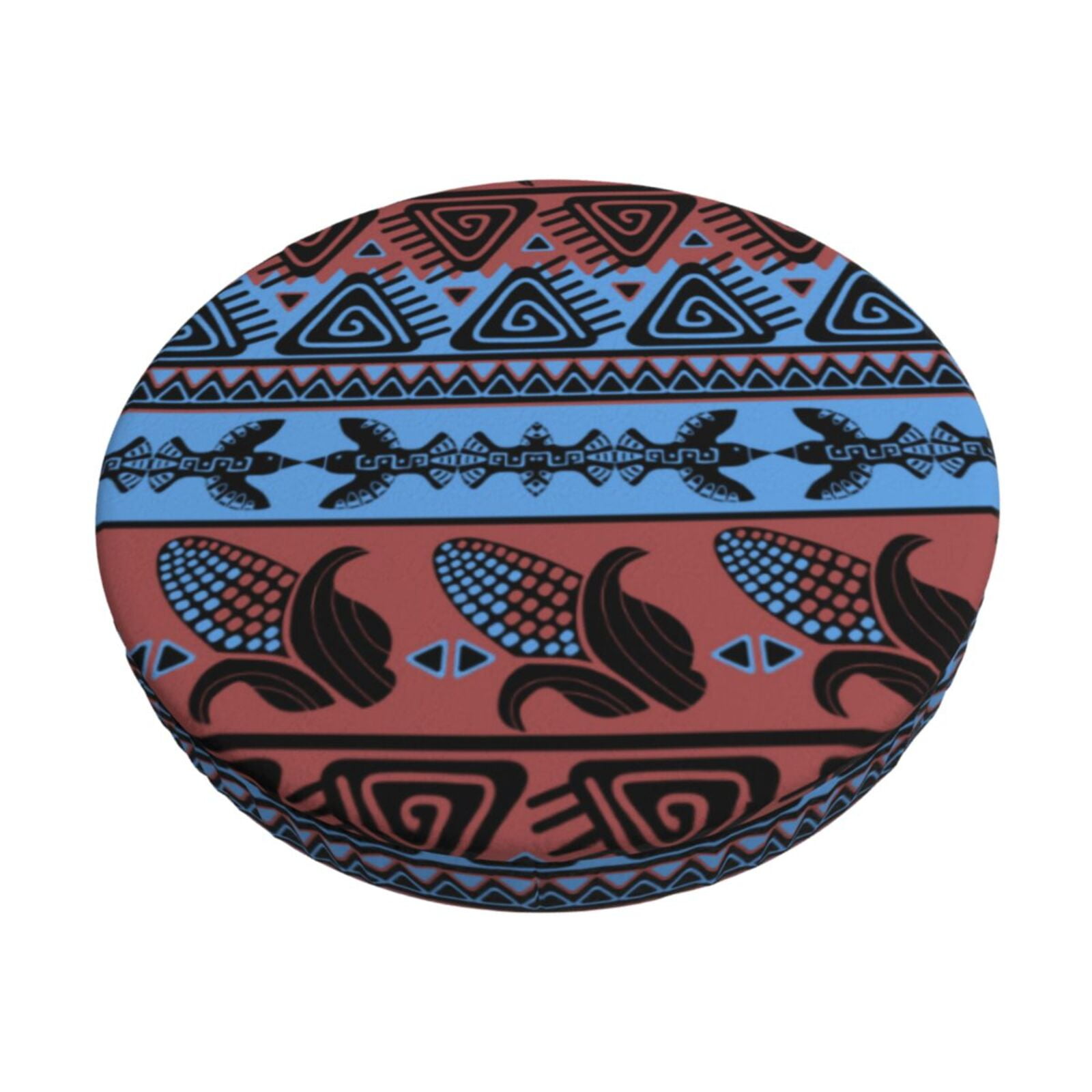 Bingfone Vintage Corn Pattern in Red Blue Padded Round Bar Stool Cover ...