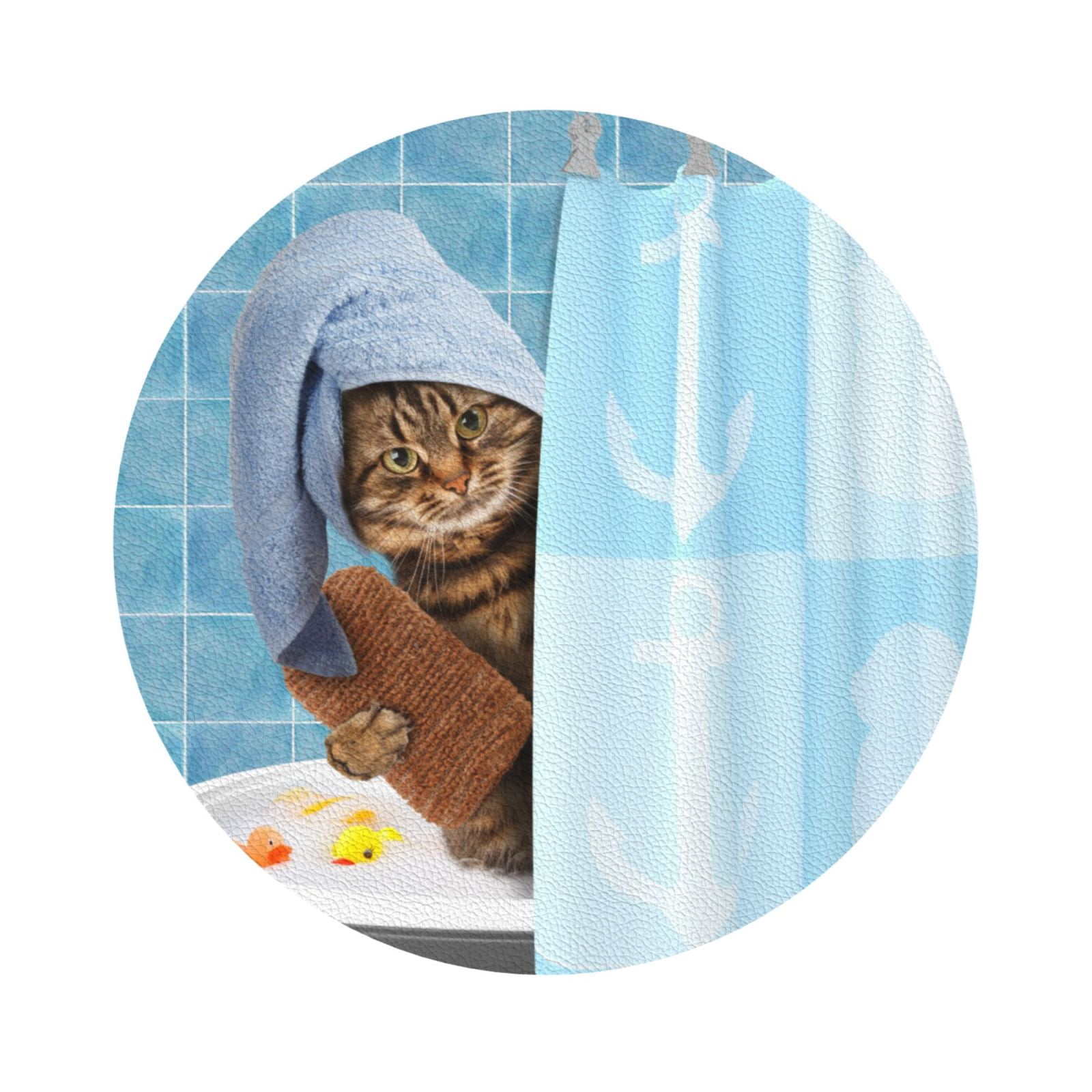 Bingfone Vintage Funny Cat Taking A Bath Leather Drinks Coasters With ...