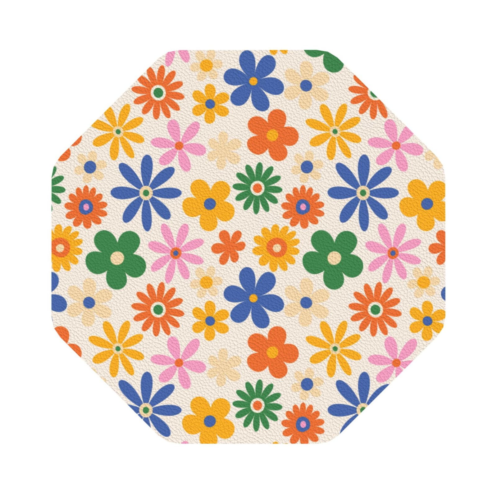 Bingfone Vintage Groovy Daisy Flowers Leather Drinks Coasters with Set ...