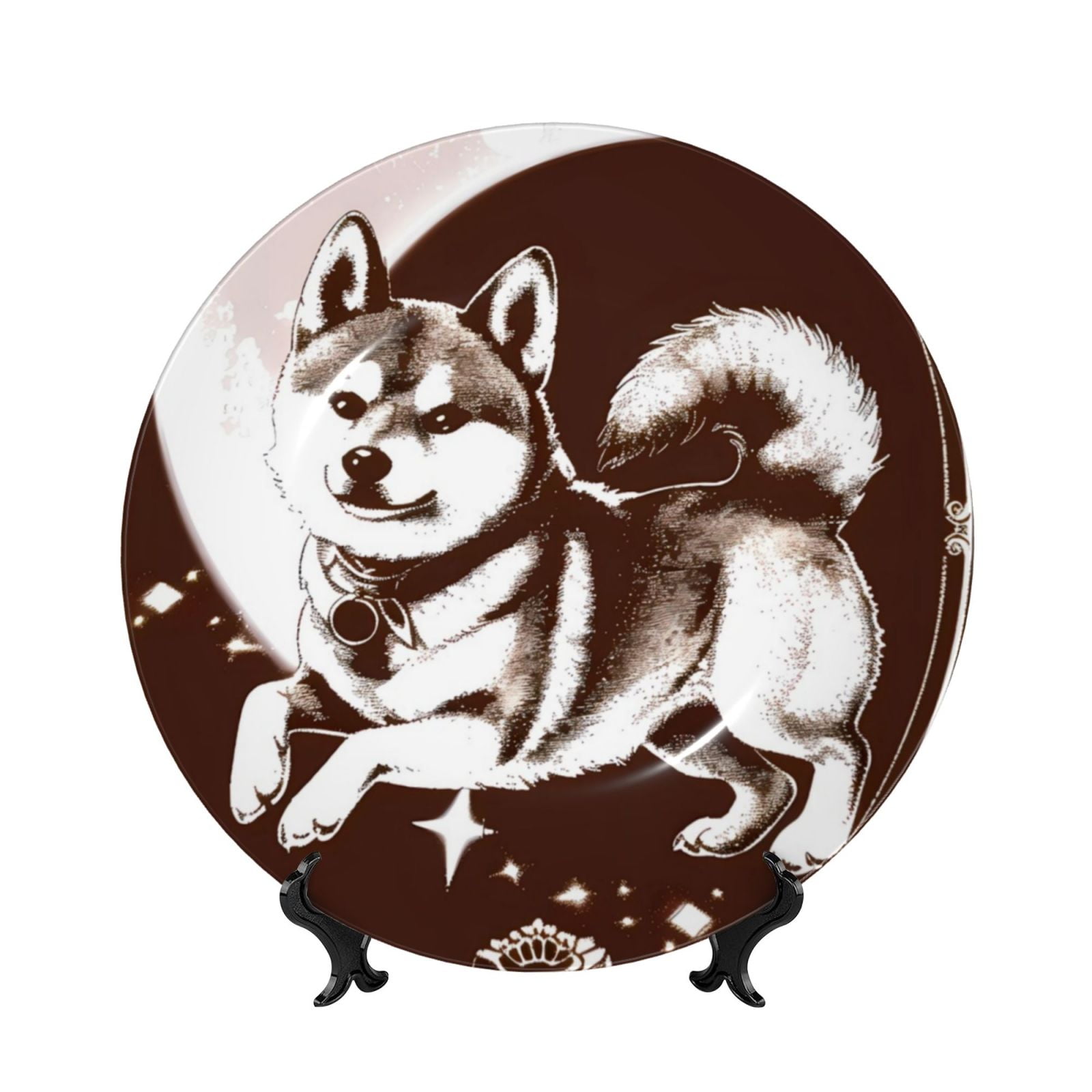Bingfone Vintage Husky Dog Print Bone China Dinner Decorative Plates ...