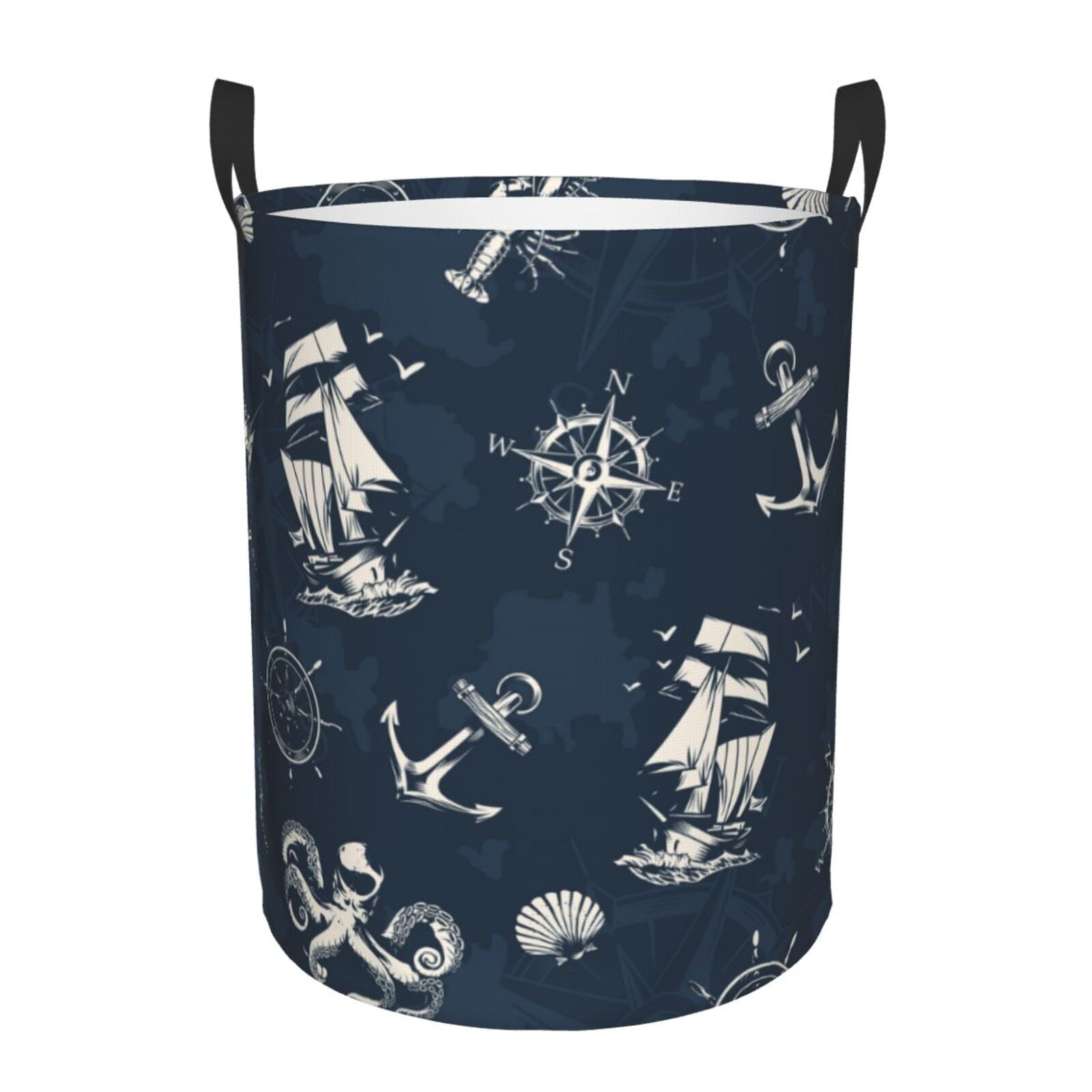 Bingfone Vintage Marine Waterproof Foldable Laundry Hamper Bucket With ...